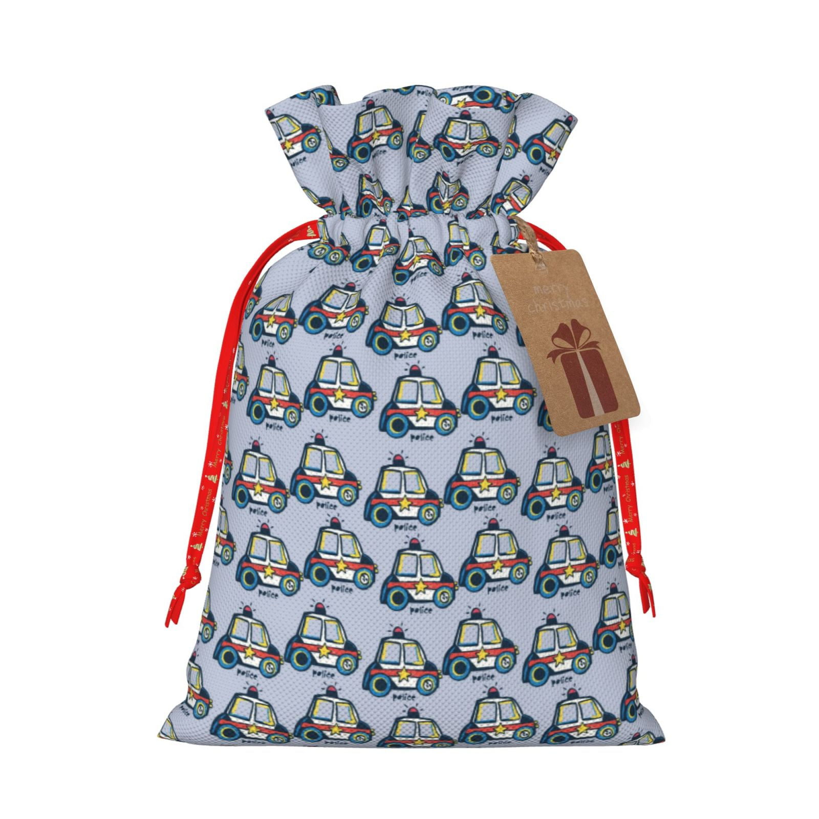 Cauagu Police Car Pattern Christmas Gift Bag,Drawstring Xmas Gift Bags ...