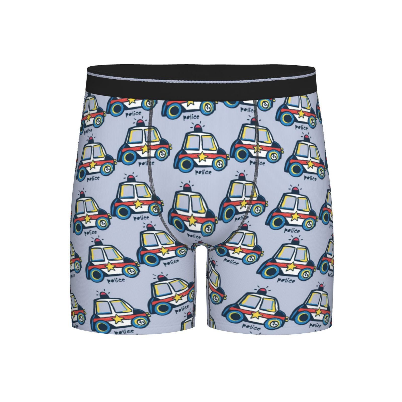 Cauagu Police Car Print Men's Boxer Briefs, Funny & Cute Underwear ...
