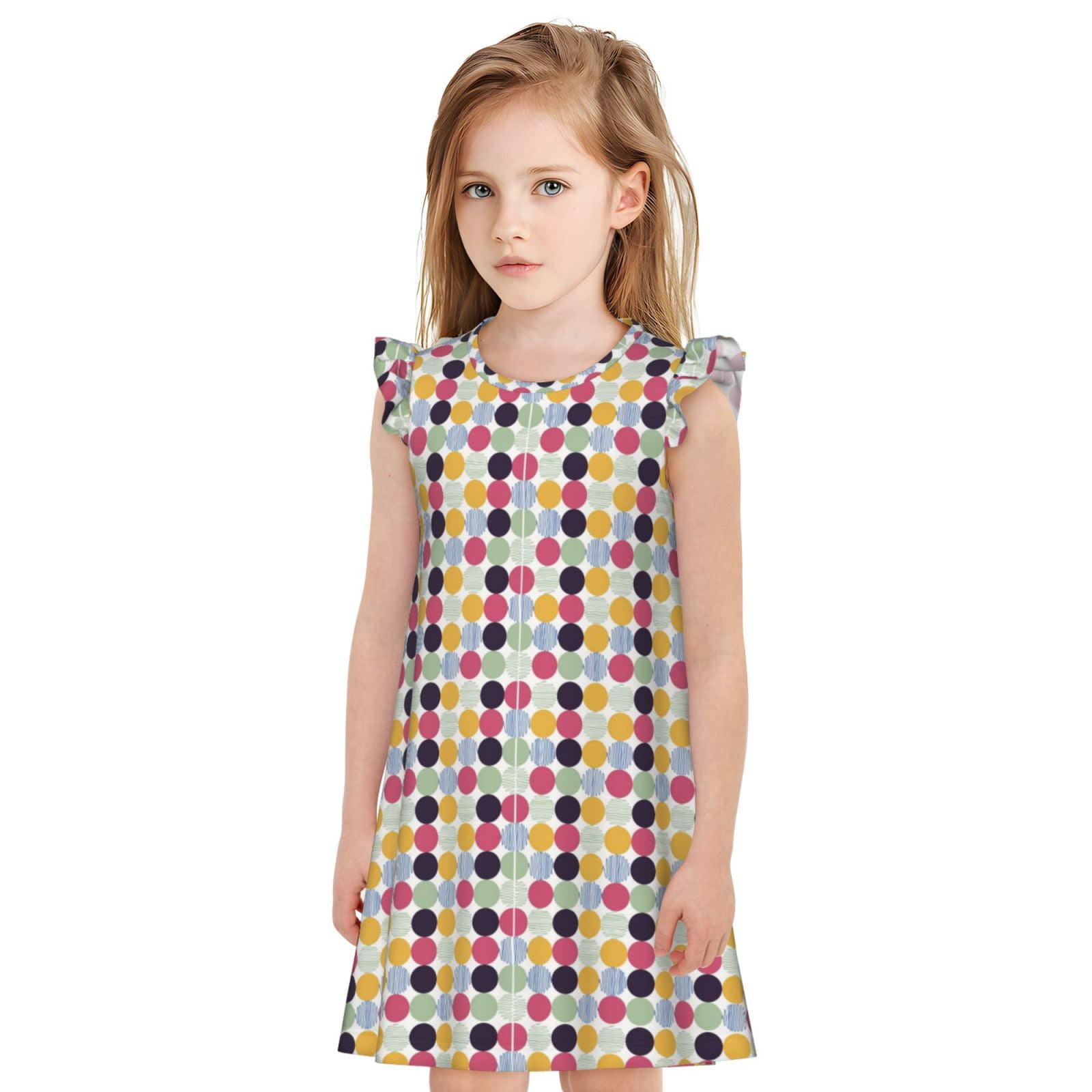 Cauagu Polka Dot Girls Nightgowns Sleepwear Short Sleeve Pajama Dress ...