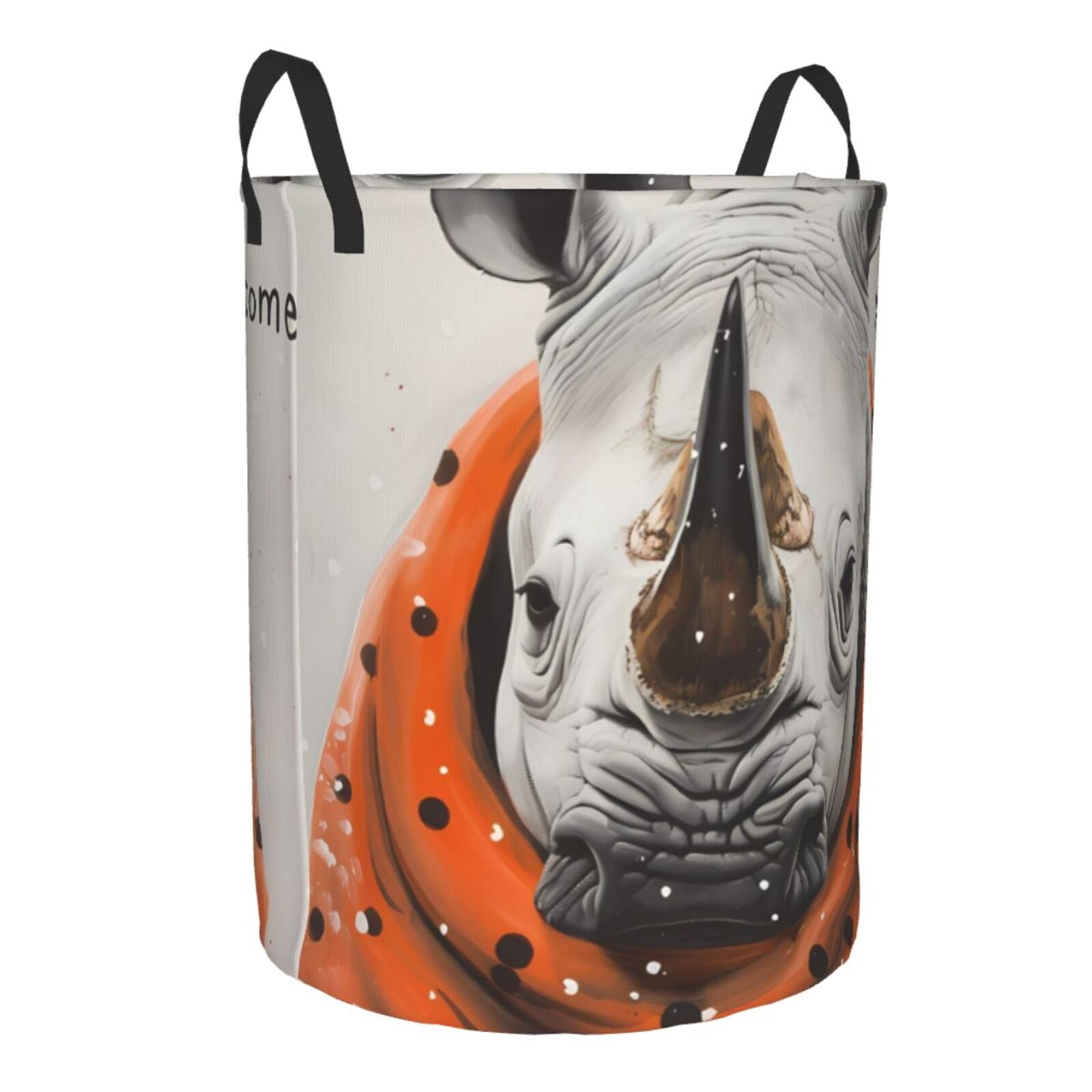 Cauagu Polka Dot Rhino Welcome for Laundry Basket,Collapsible Organizer Basket for Storage Bin ...