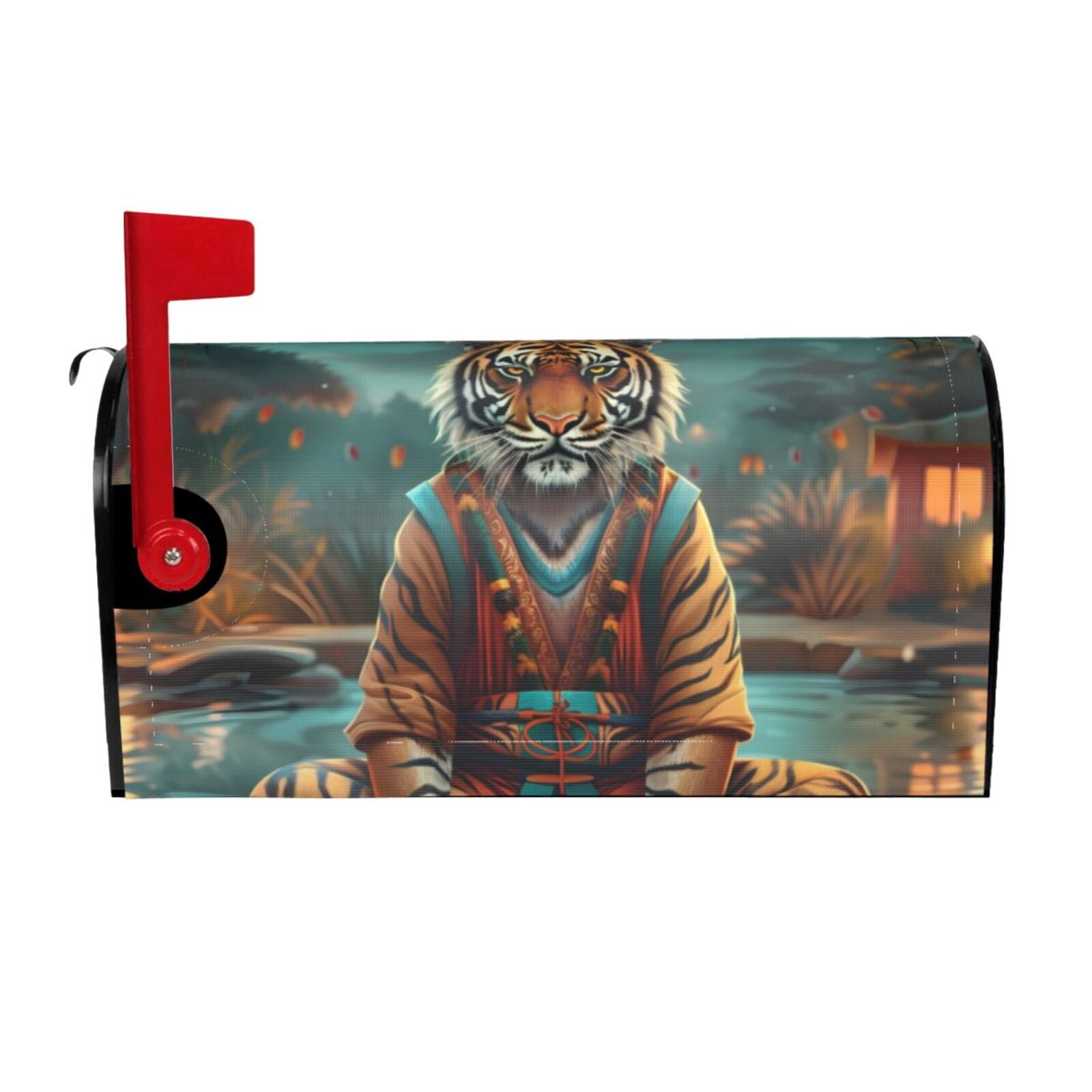 Cauagu Pond Meditating Tiger Pattern Magnetic Mailbox Covers, Mailbox ...