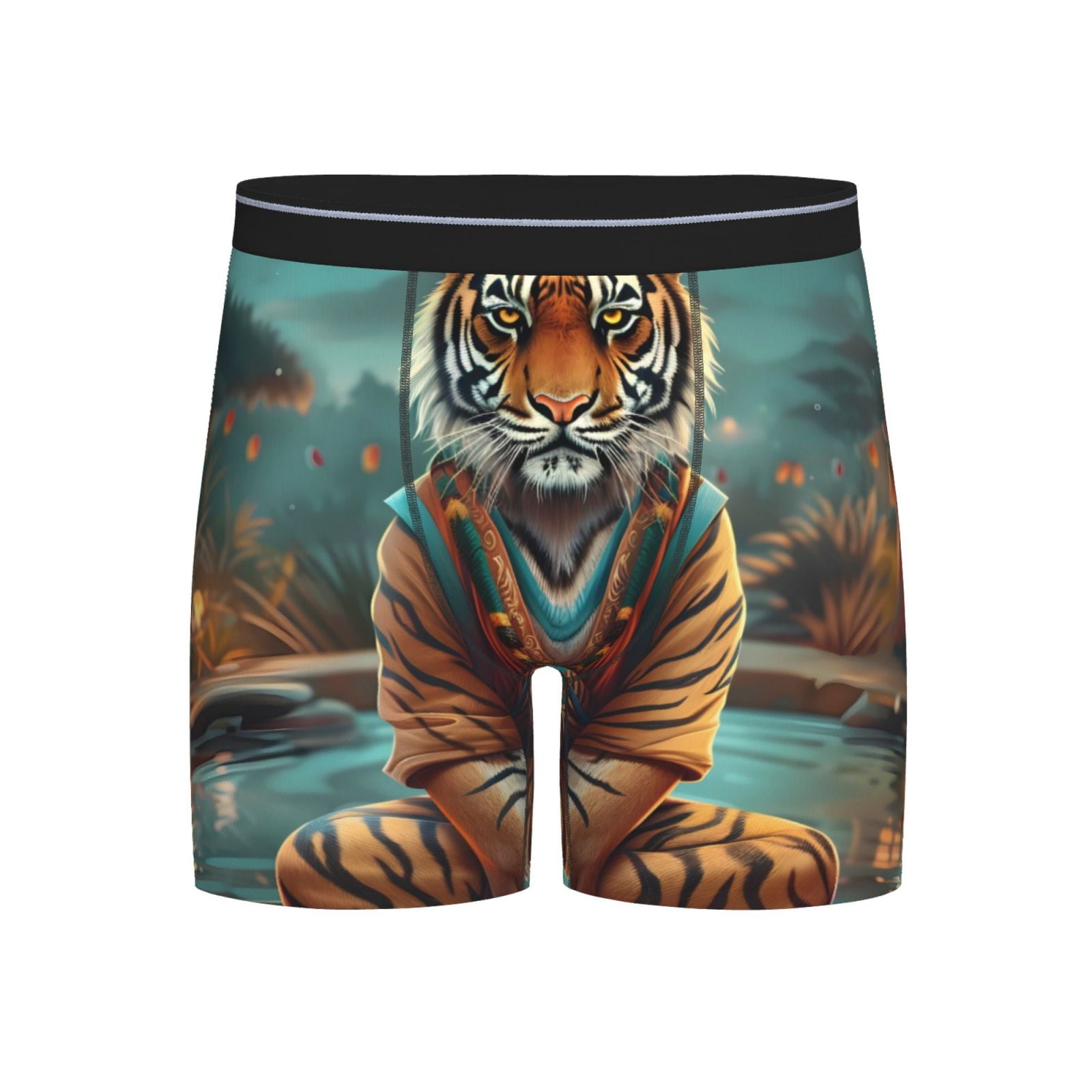 Cauagu Pond Meditating Tiger Print Men's Boxer Briefs, Funny & Cute ...