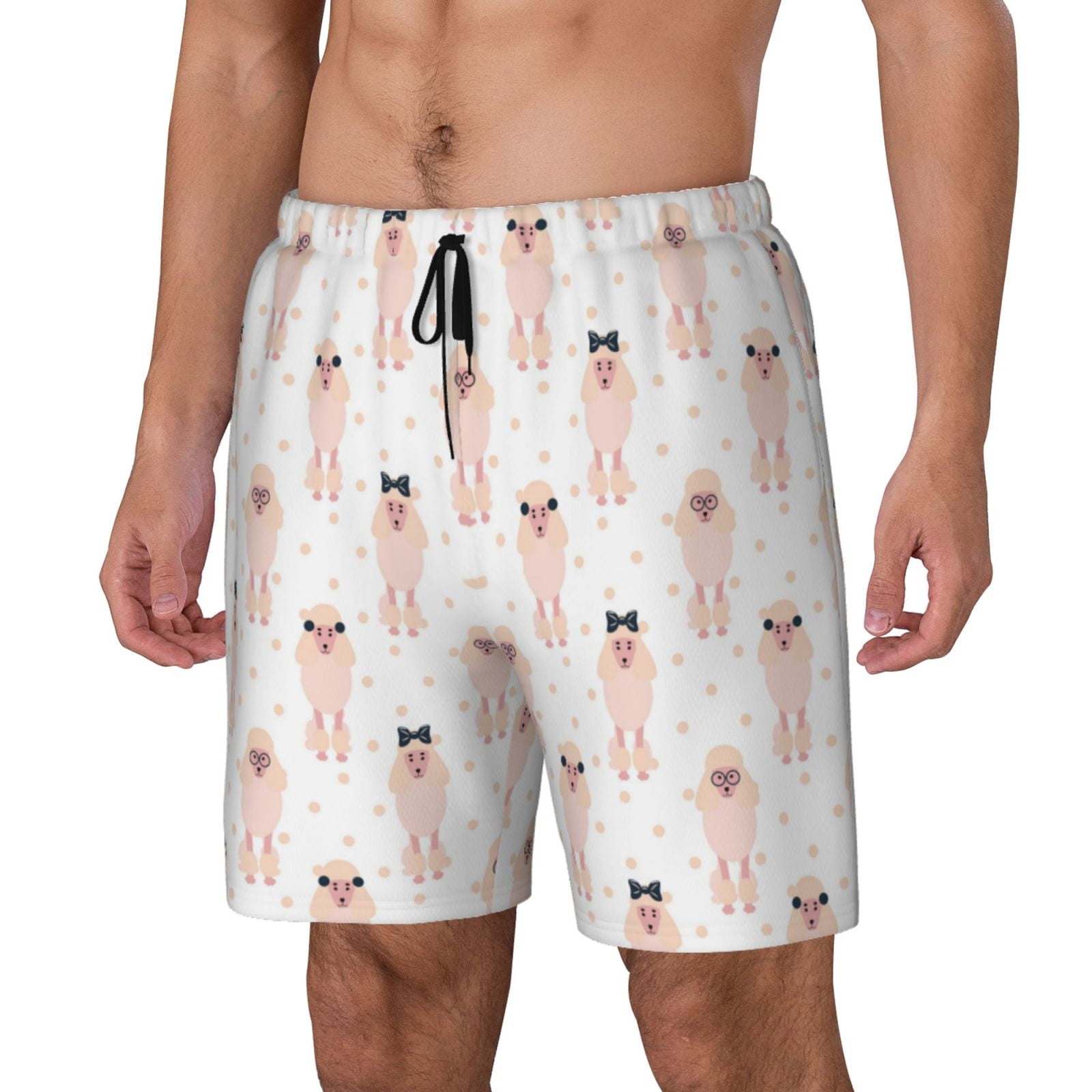 Cauagu Poodle Dog Print Mens Swim Trunks Quick Dry Board Shorts Swim ...