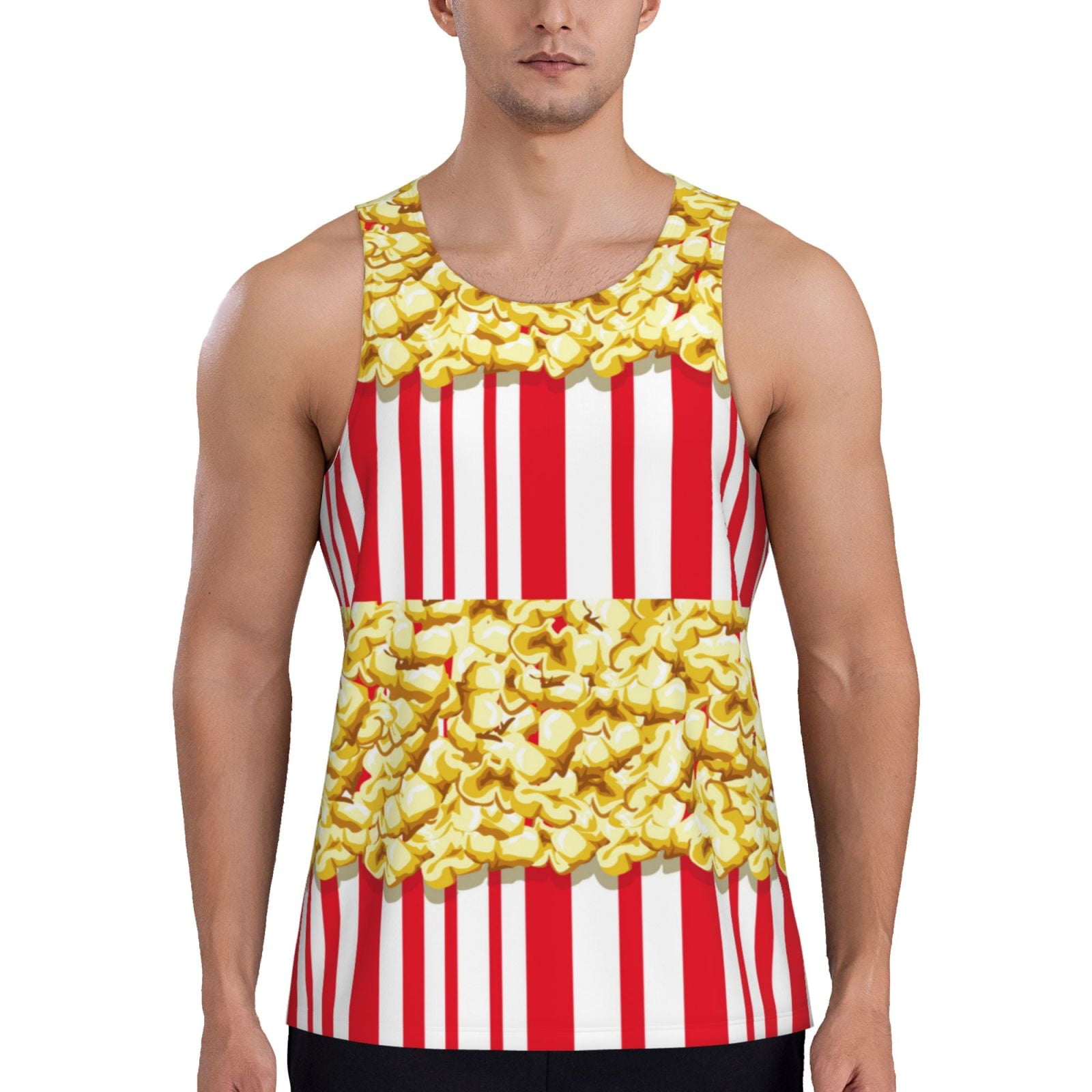 Cauagu Popcorn Print Men's Sleeveless Muscle Shirts,Tank Tops Quick Dry ...