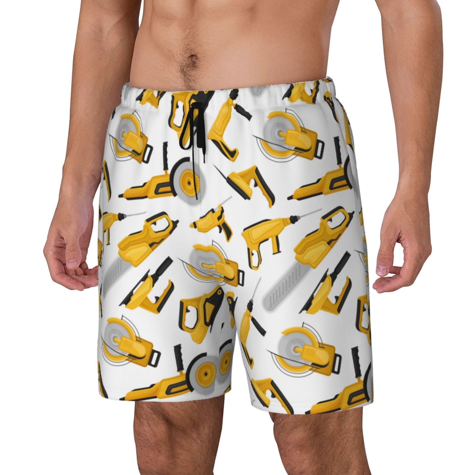 Cauagu Power Tools Print Mens Swim Trunks Quick Dry Board Shorts Swim ...
