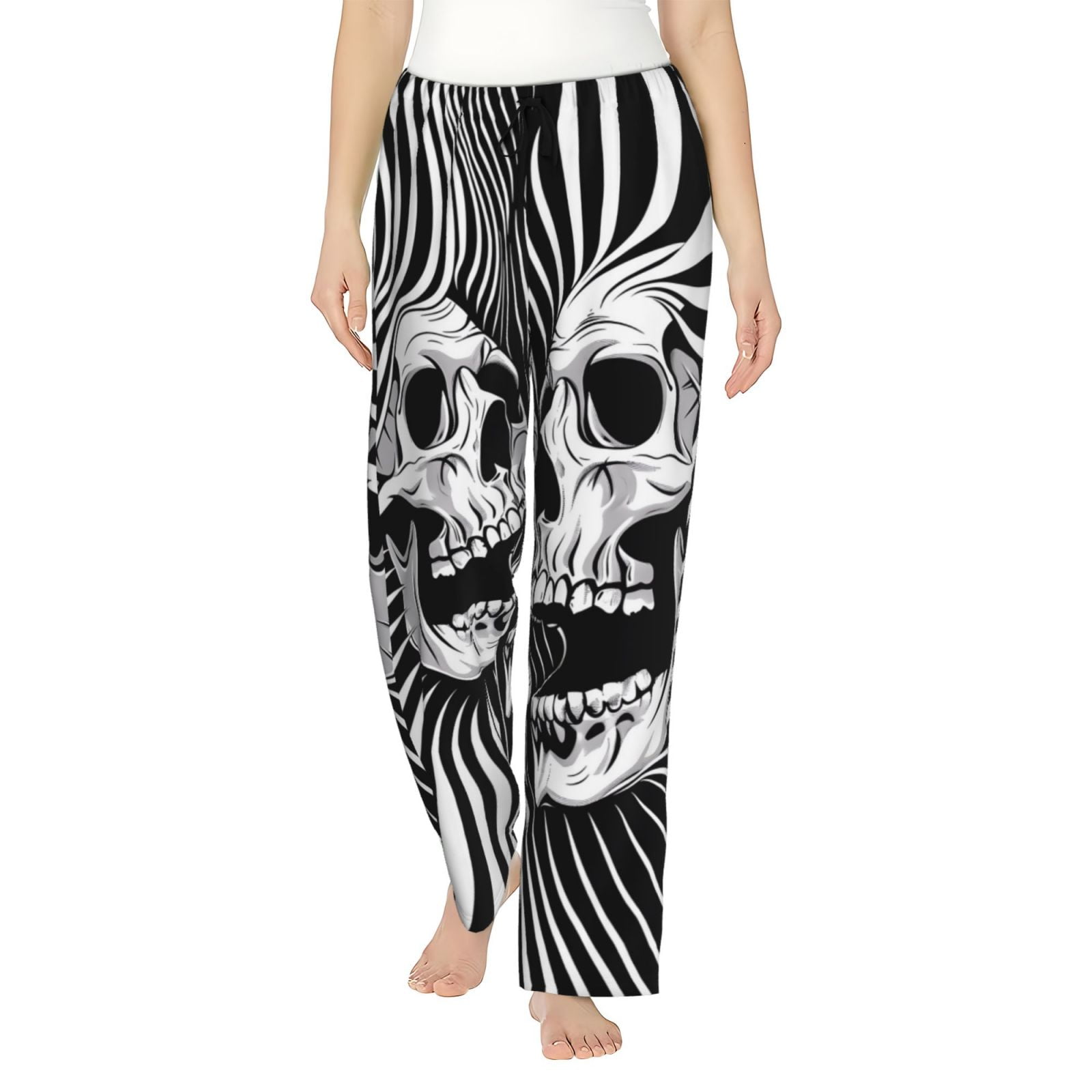 Cauagu Psychedelic Skull Illusion Art Pajama Pants for Women Loose Fit ...