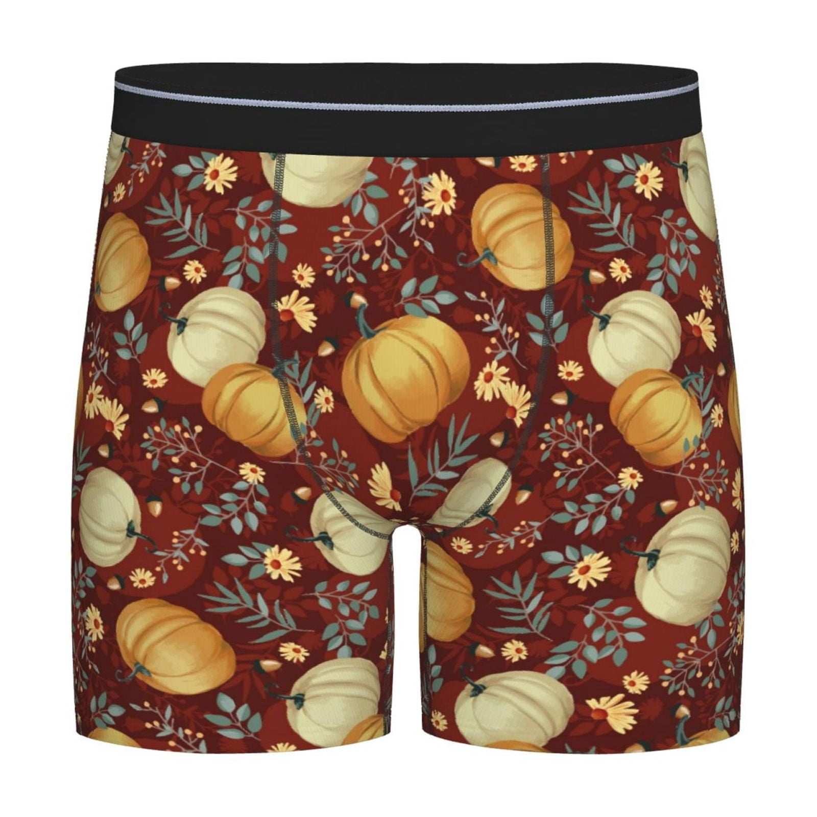Cauagu Pumpkin Leaf Daisy Print Men's Boxer Briefs, Funny & Cute ...
