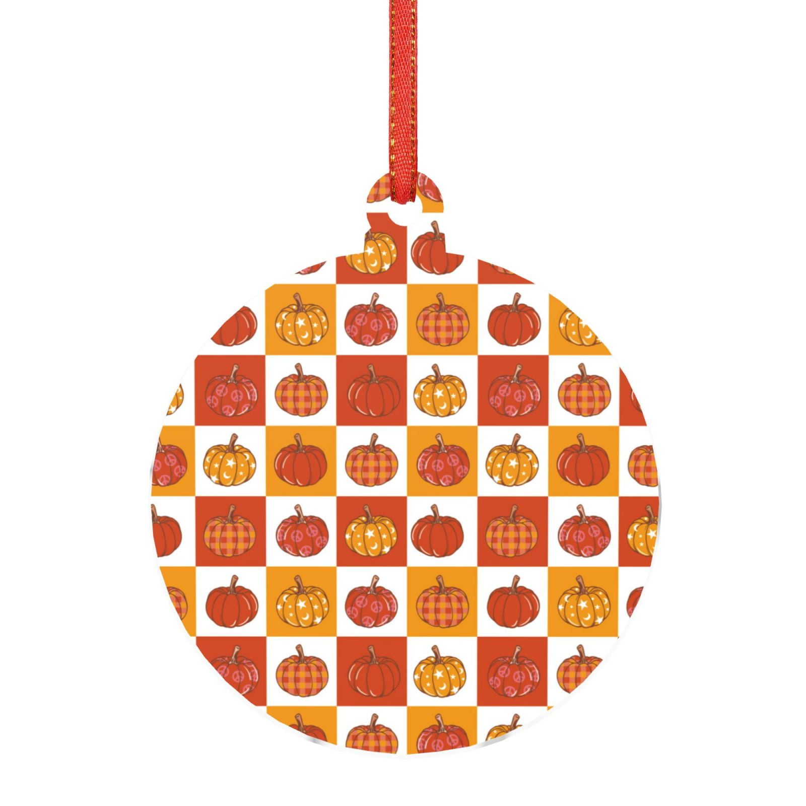 Cauagu Pumpkin Plaid Pattern Acrylic Christmas Pendant,1-Pack Christmas ...