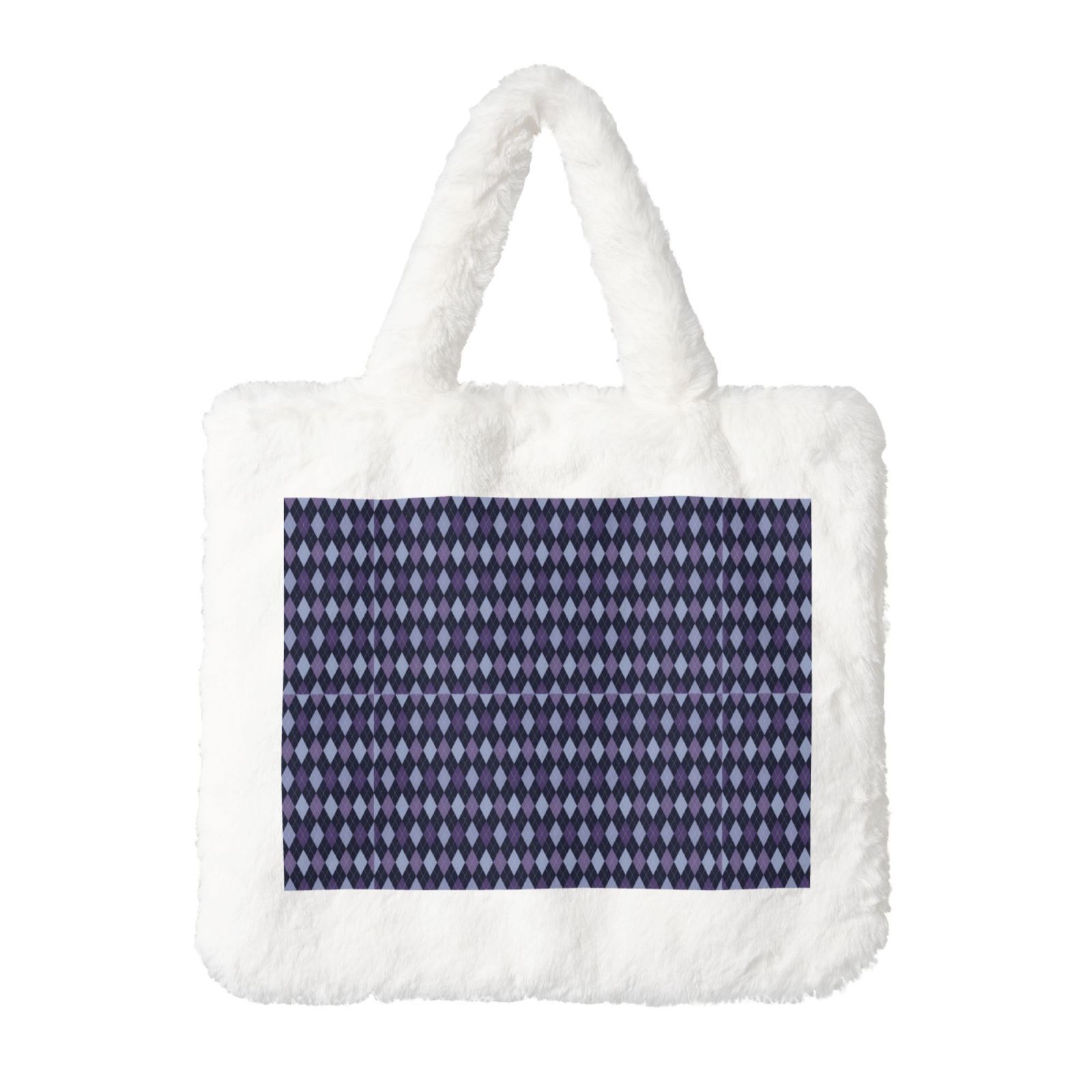 Cauagu Purple and Blue Squares Pattern Women's Plush Tote Bag,Soft ...