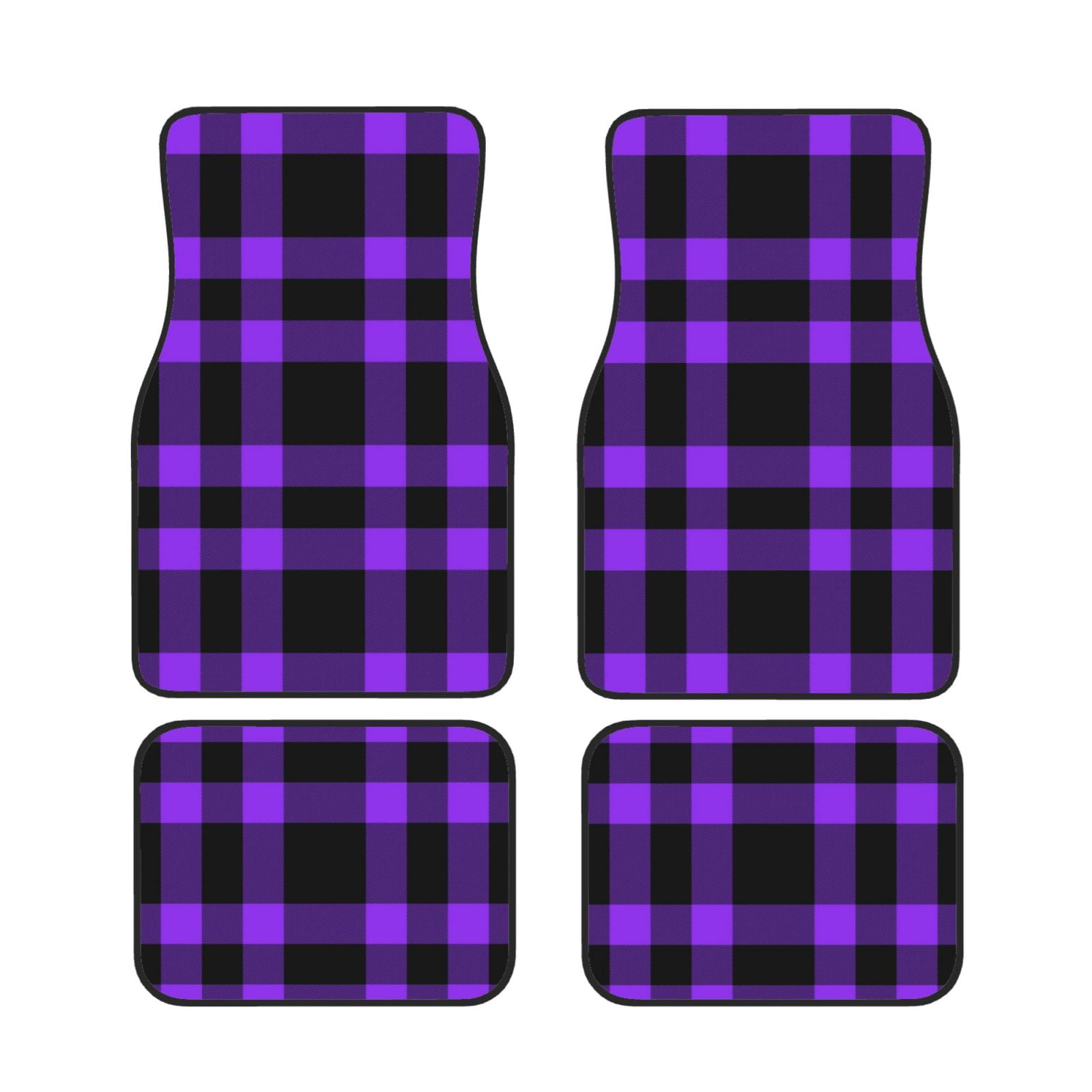 Cauagu Purple Buffalo Plaid Pattern Car Floor Mat Set of 4,Car Carpet ...