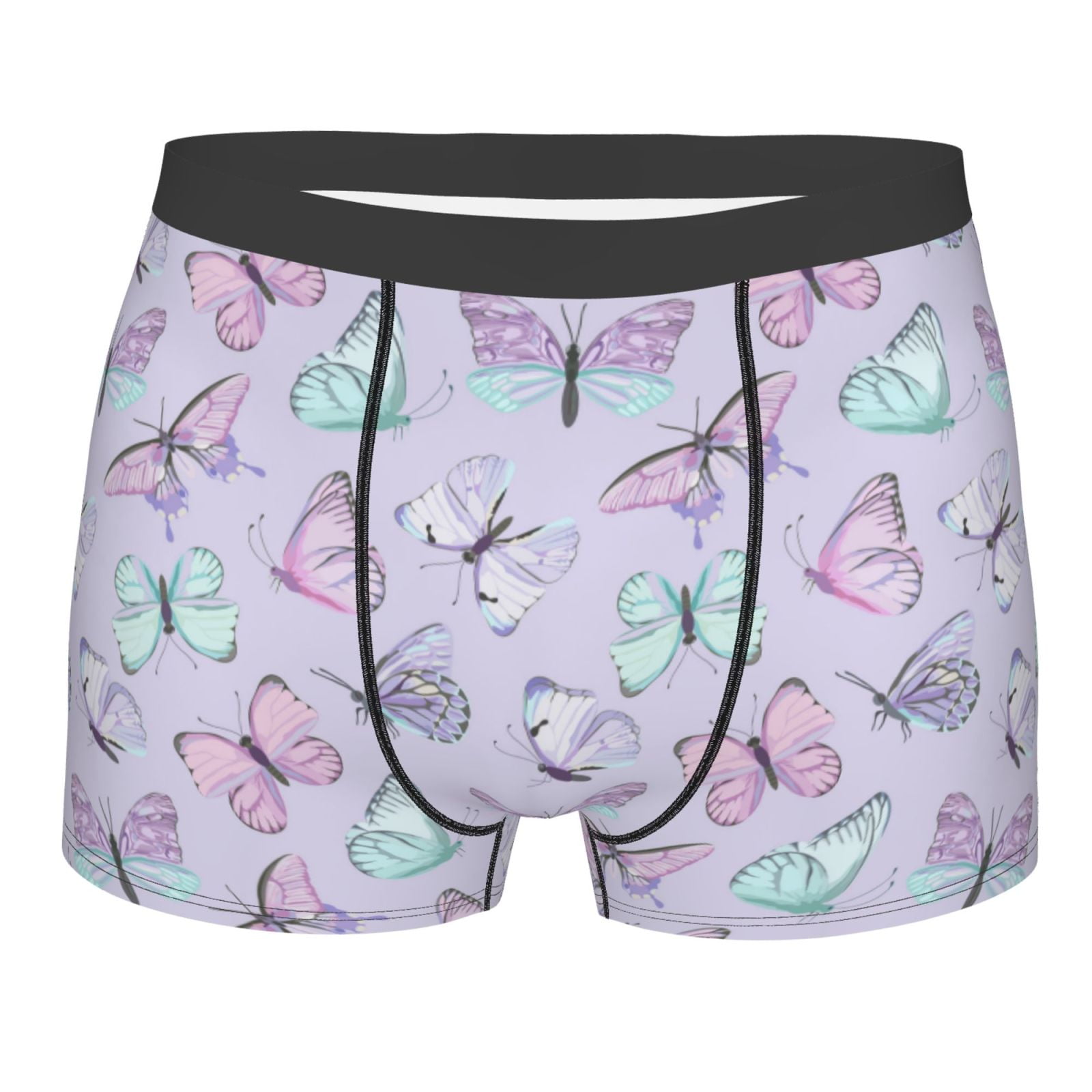 Cauagu Purple Butterfly Print Boxer Briefs for Men,Comfortable ...