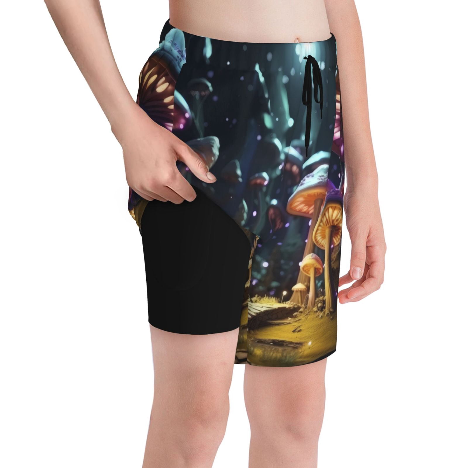 Cauagu Purple Glowing Mushroom Print Swim Trunks for Men,Youth Boys ...