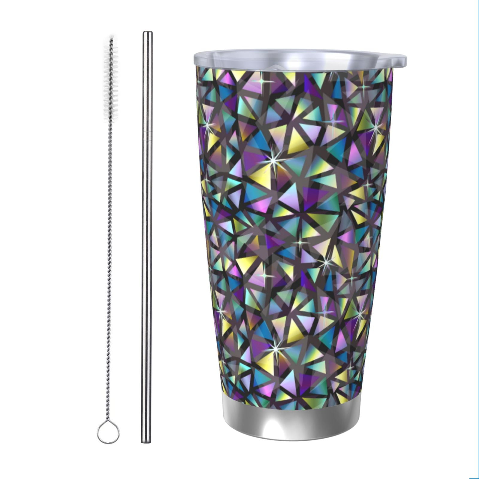 Cauagu Purple-Gold Triangles Pattern 20oz Tumbler,Stainless Steel ...