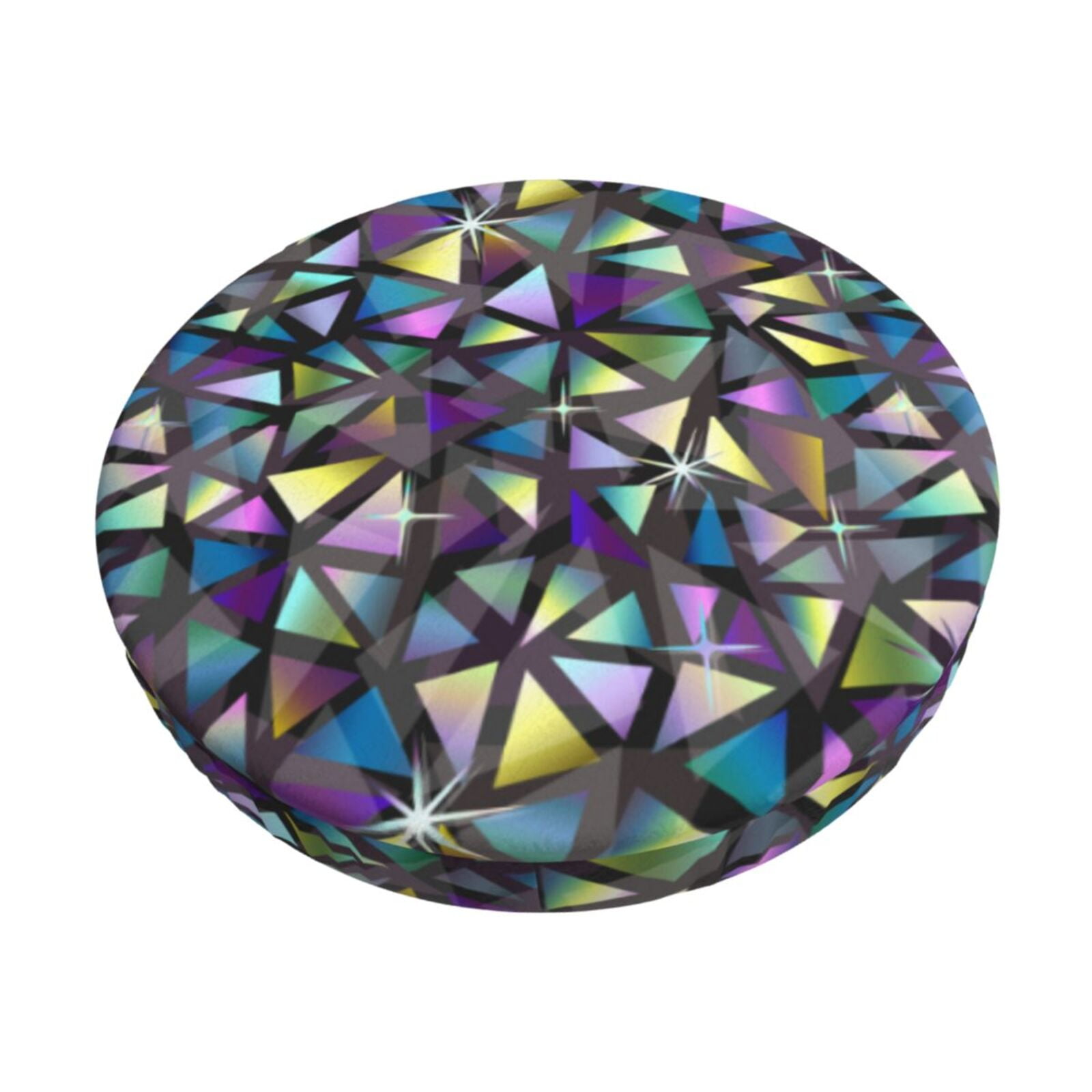 Cauagu Purple-Gold Triangles Print Round Stool Covers,Seat Cushion for ...