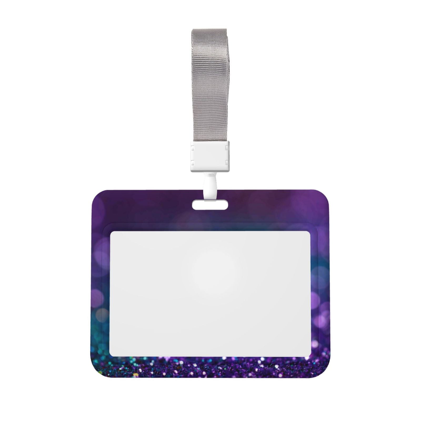Cauagu Purple and Green Glitter for ID Badge Holder,Badge Holder with ...
