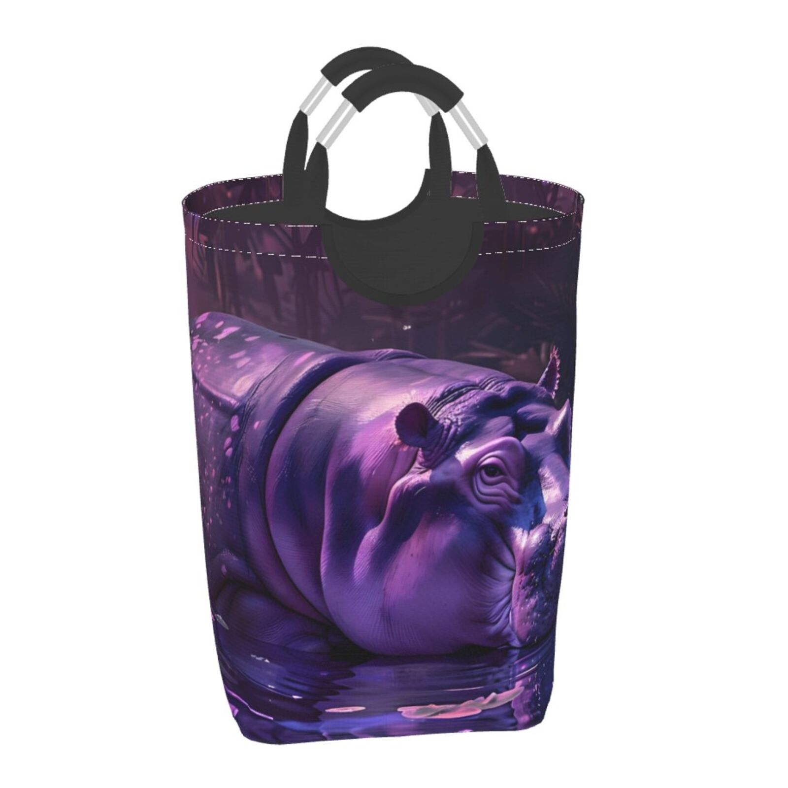 Cauagu Purple Hippo In Water Print Hamper Basket Bin,Extra Large Dirty ...