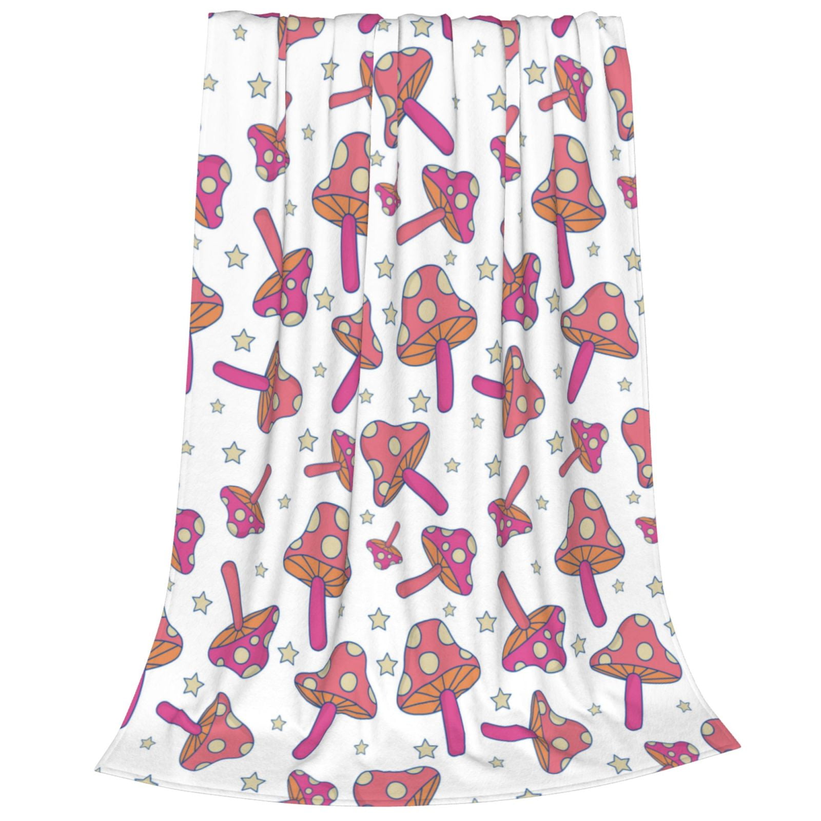 Cauagu Purple Mushroom Pattern Flannel Bed Blankets,Fleece Blanket ...