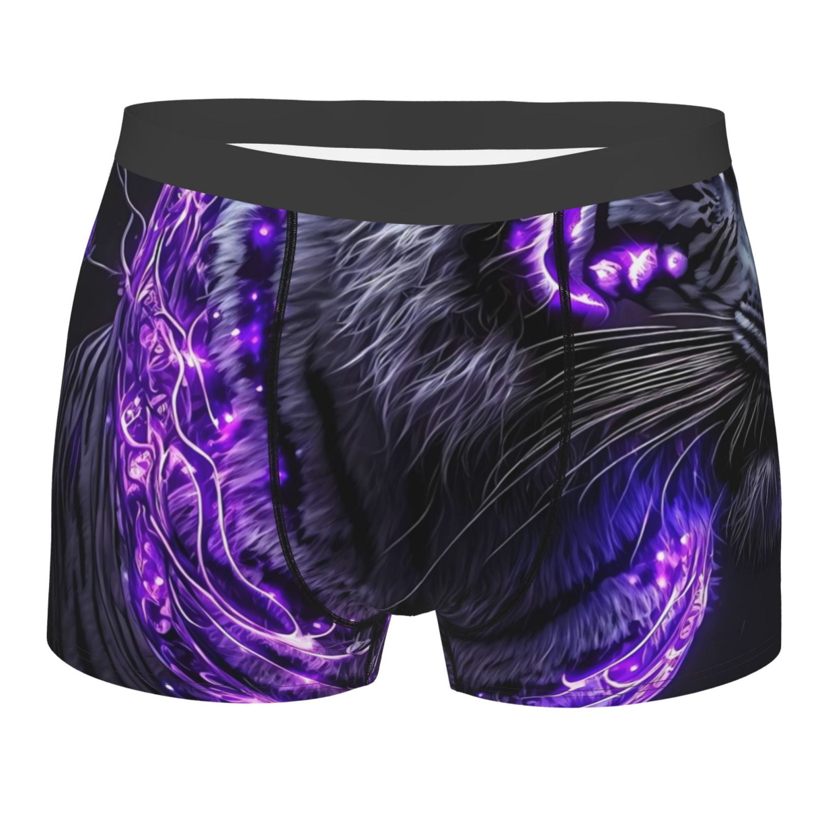 Cauagu Purple Plant White Tiger Print Boxer Briefs for Men,Comfortable ...