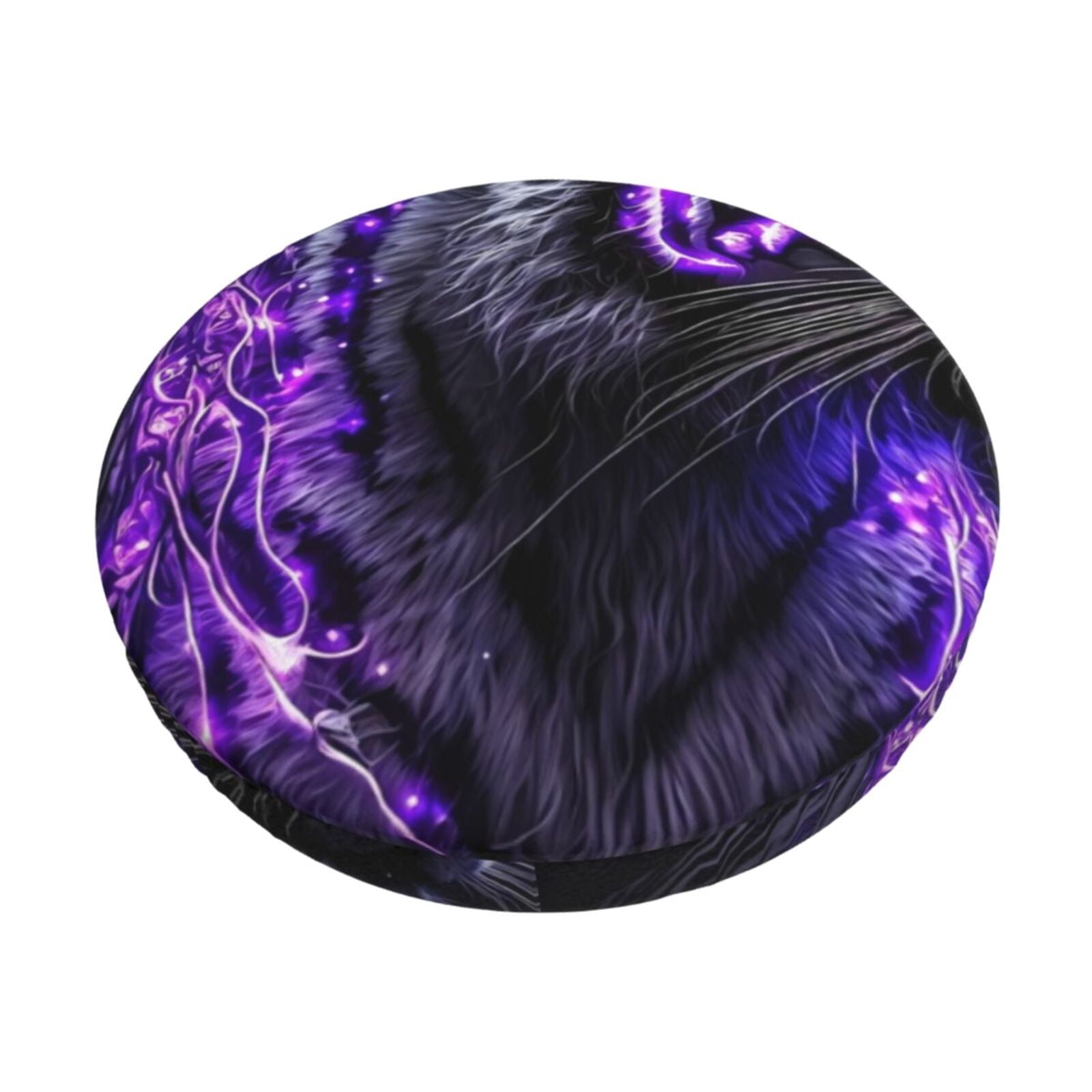 Cauagu Purple Plant White Tiger Print Round Stool Covers,Seat Cushion ...