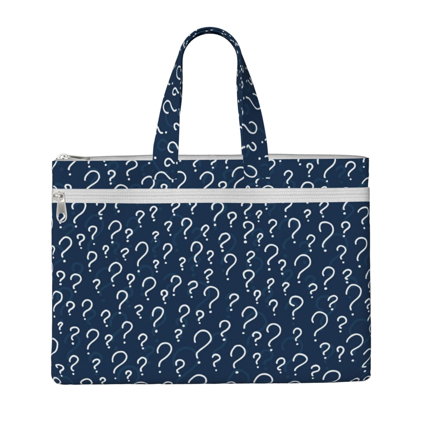Cauagu Question Marks Pattern Canvas Tote File Bag, Zipper Tote Bag ...