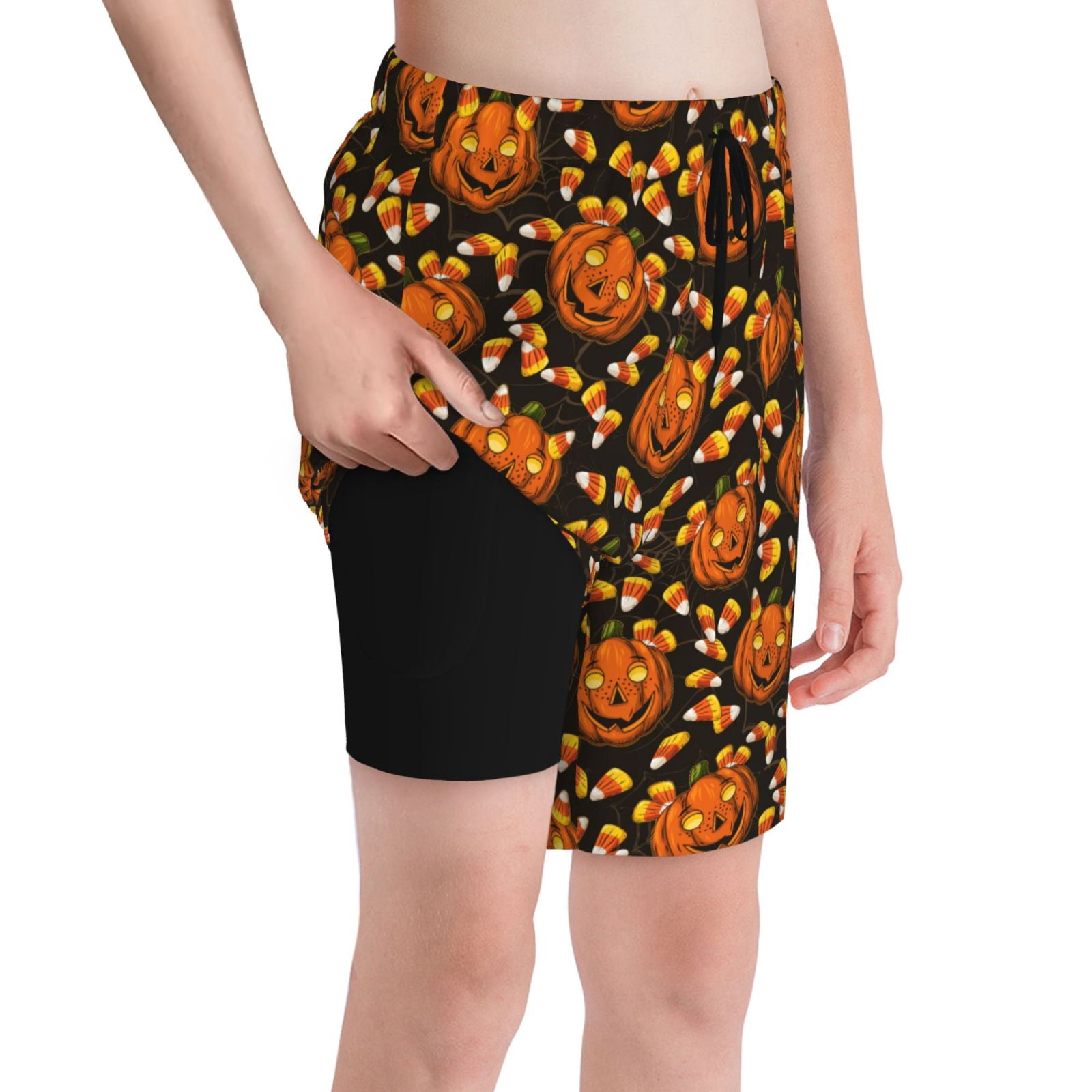 Cauagu Quirky Corn Pumpkin Print Swim Trunks for Men,Youth Boys Swim ...