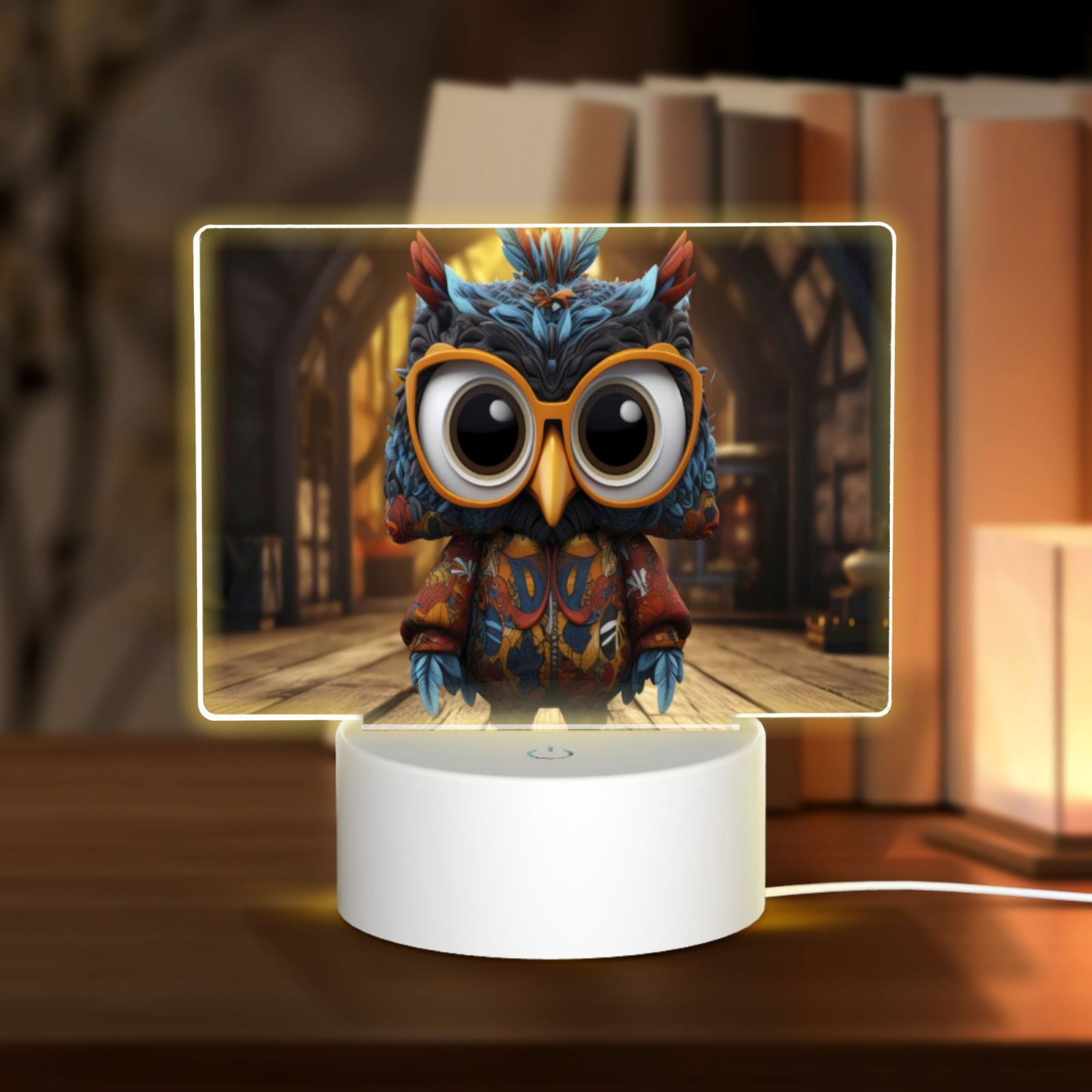 Cauagu Quirky Owl With Glasses for Rectangle Acrylic Night Light ...