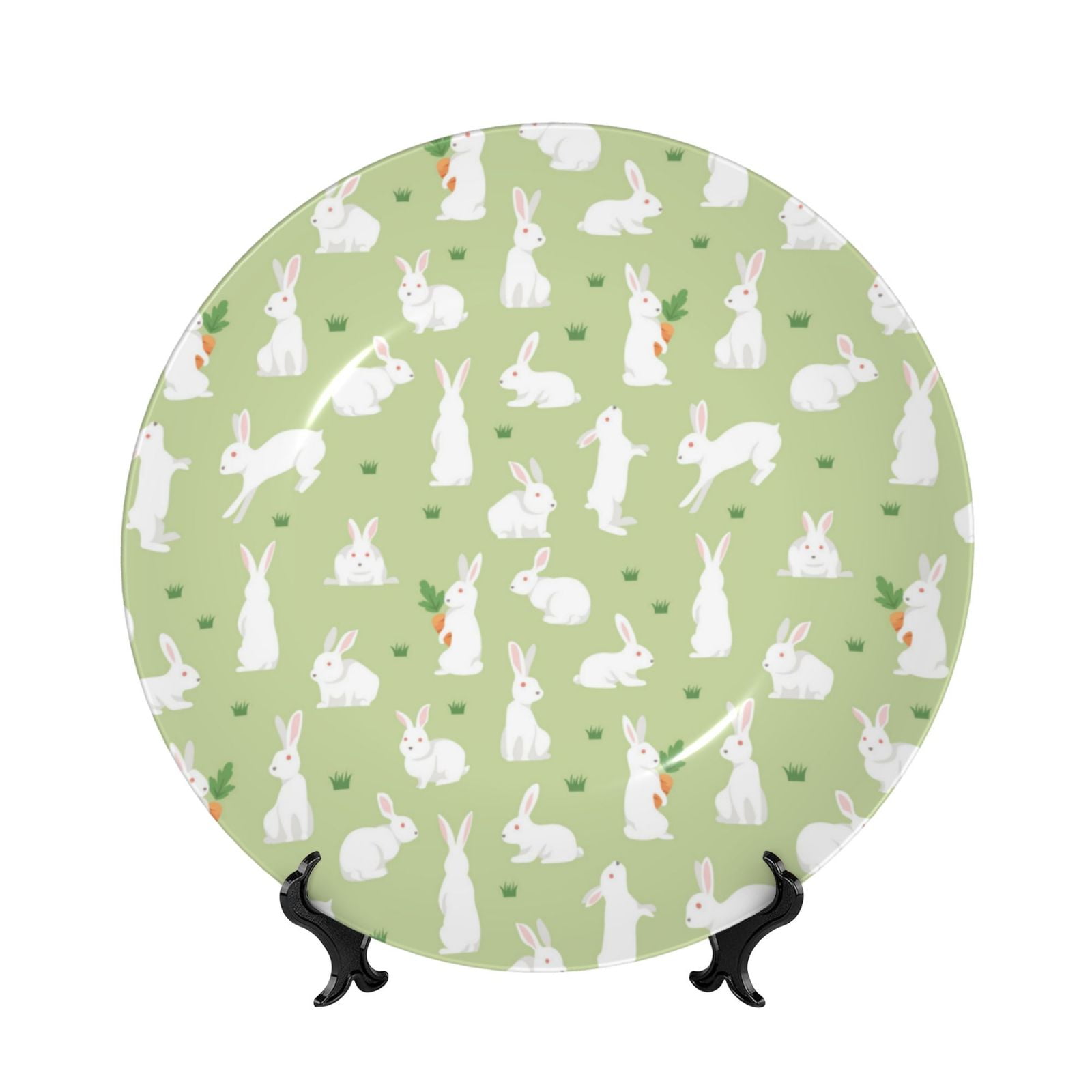 Cauagu Rabbit And Carrot (2) Print Bone China Decorative Plate, Wall ...