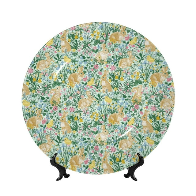 Cauagu Rabbit And Chick Print Bone China Decorative Plate, Wall Mount ...