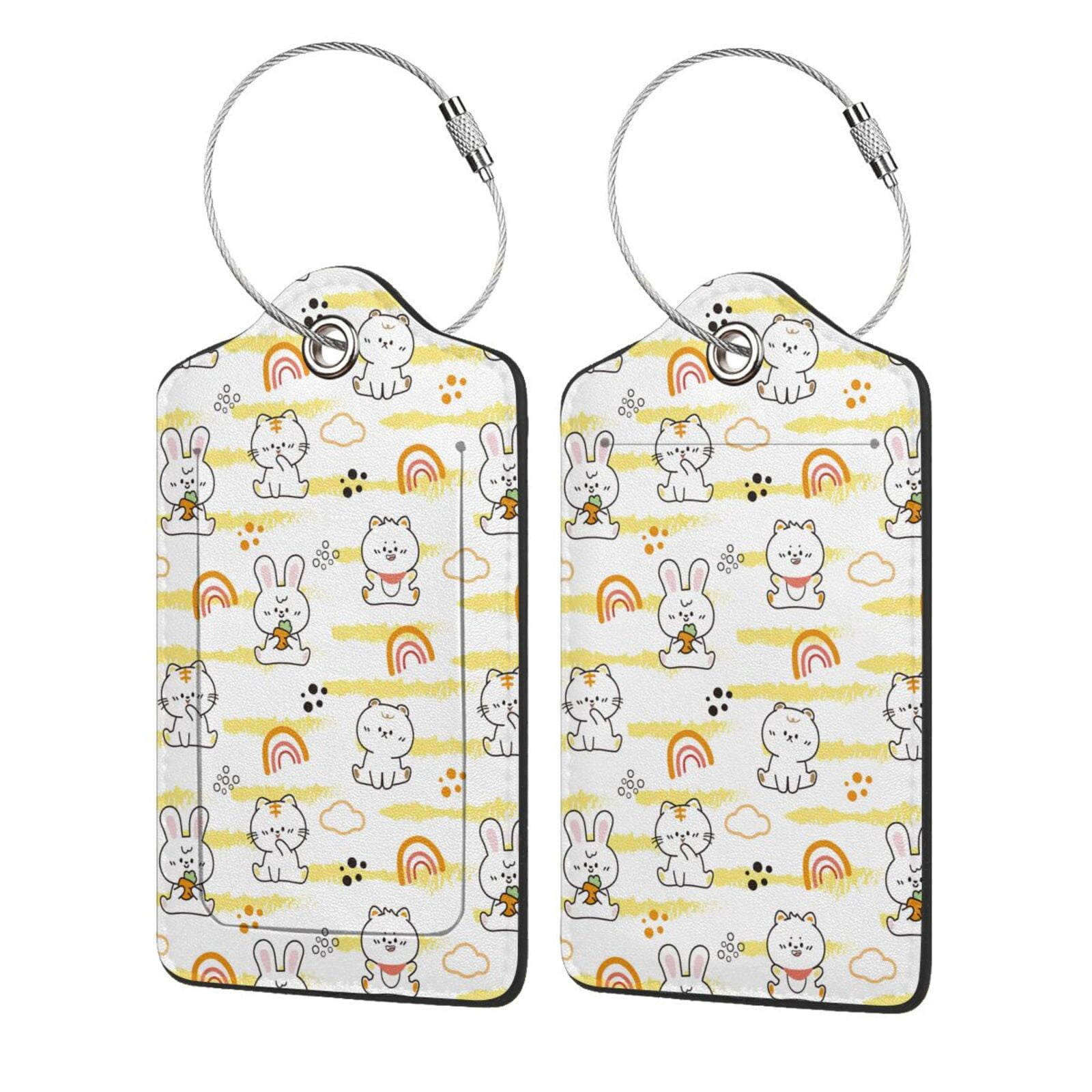 Cauagu Rabbit And Milk Tea Pattern Luggage Tags,Leather Luggage Tags ...