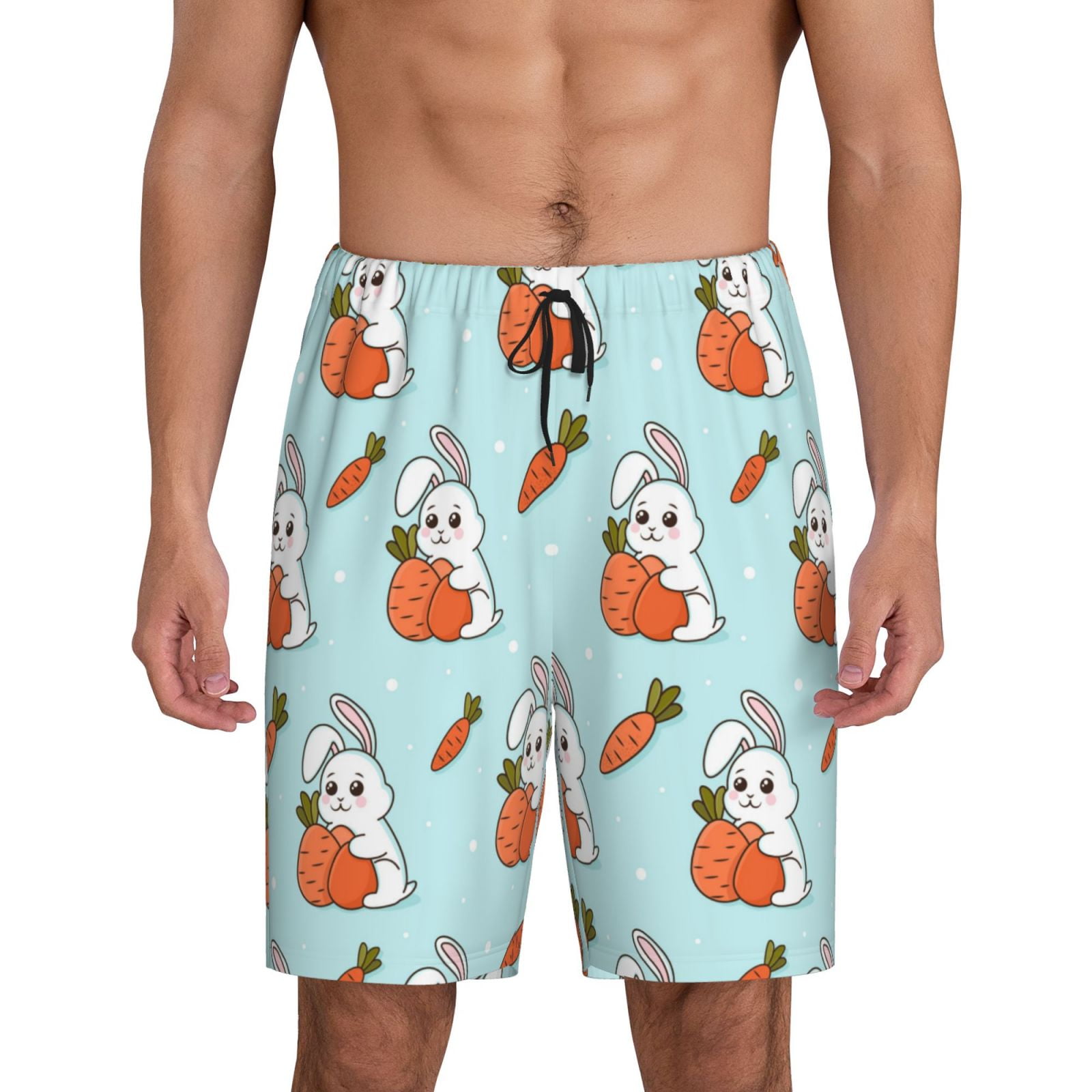 Cauagu Rabbit Is Eating Carrots Print Pajama Bottoms for Men Sleep ...