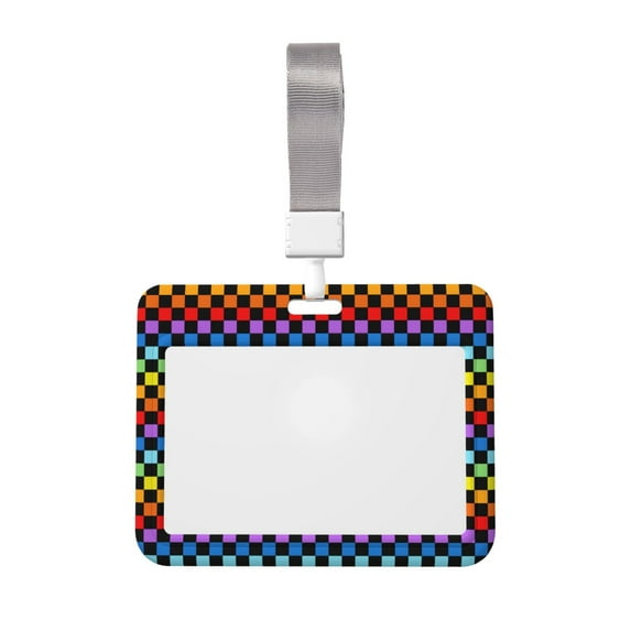 Cauagu Rainbow Chequerboard for ID Badge Holder,Badge Holder with ...