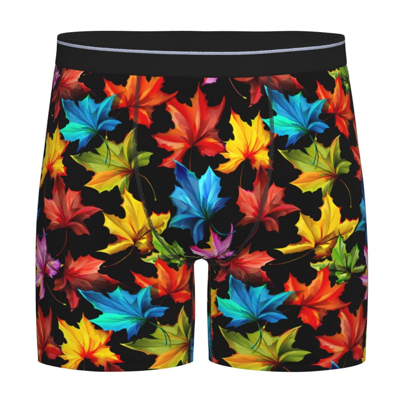 Cauagu Rainbow Colorful Maple Leaves Print Men's Boxer Briefs, Funny ...