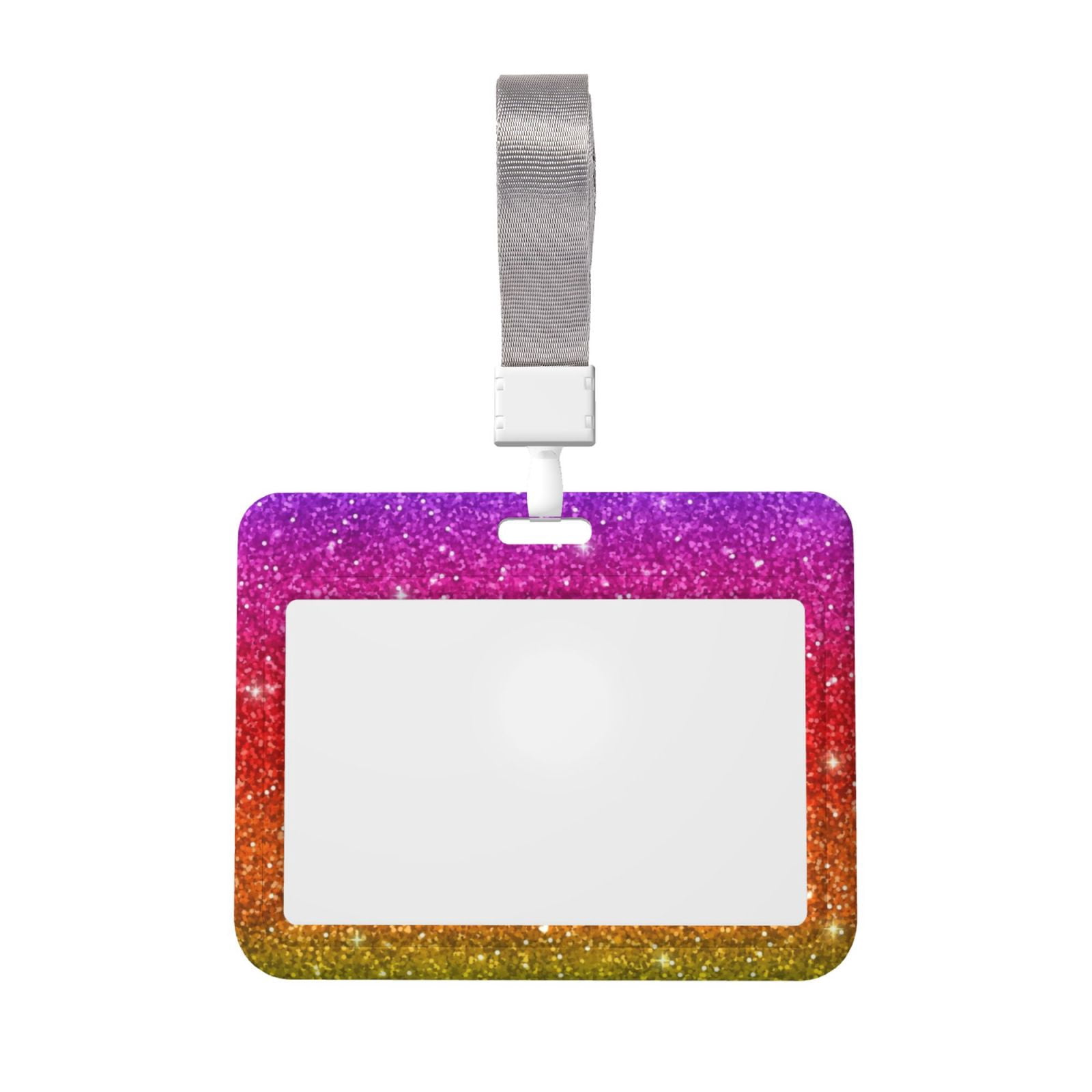 Cauagu Rainbow Glitter for ID Badge Holder,Badge Holder with Windows ...