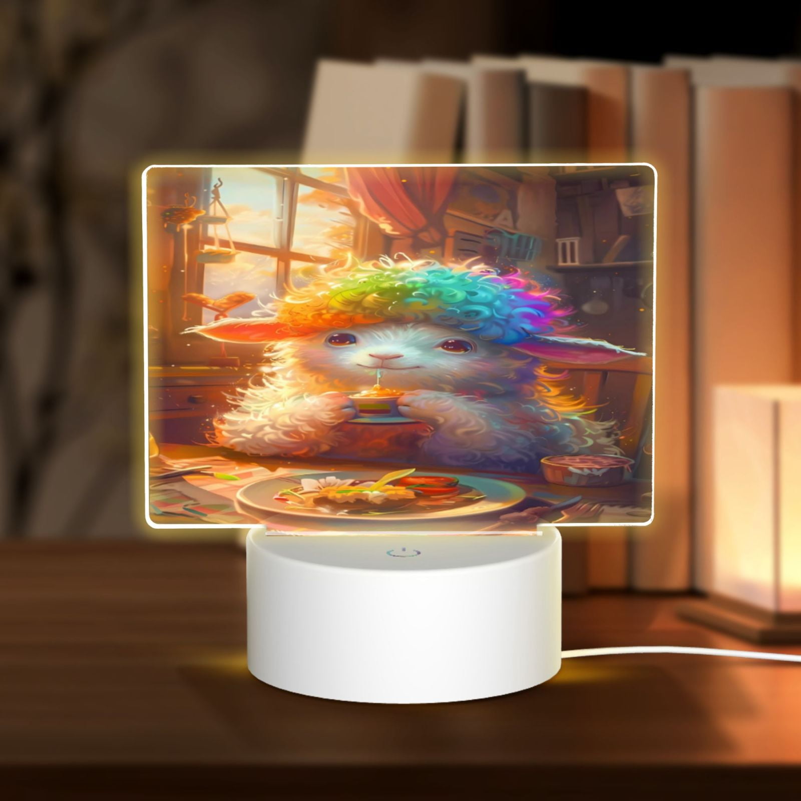 Cauagu Rainbow Lamb Breakfast for Rectangle Acrylic Night Light ...