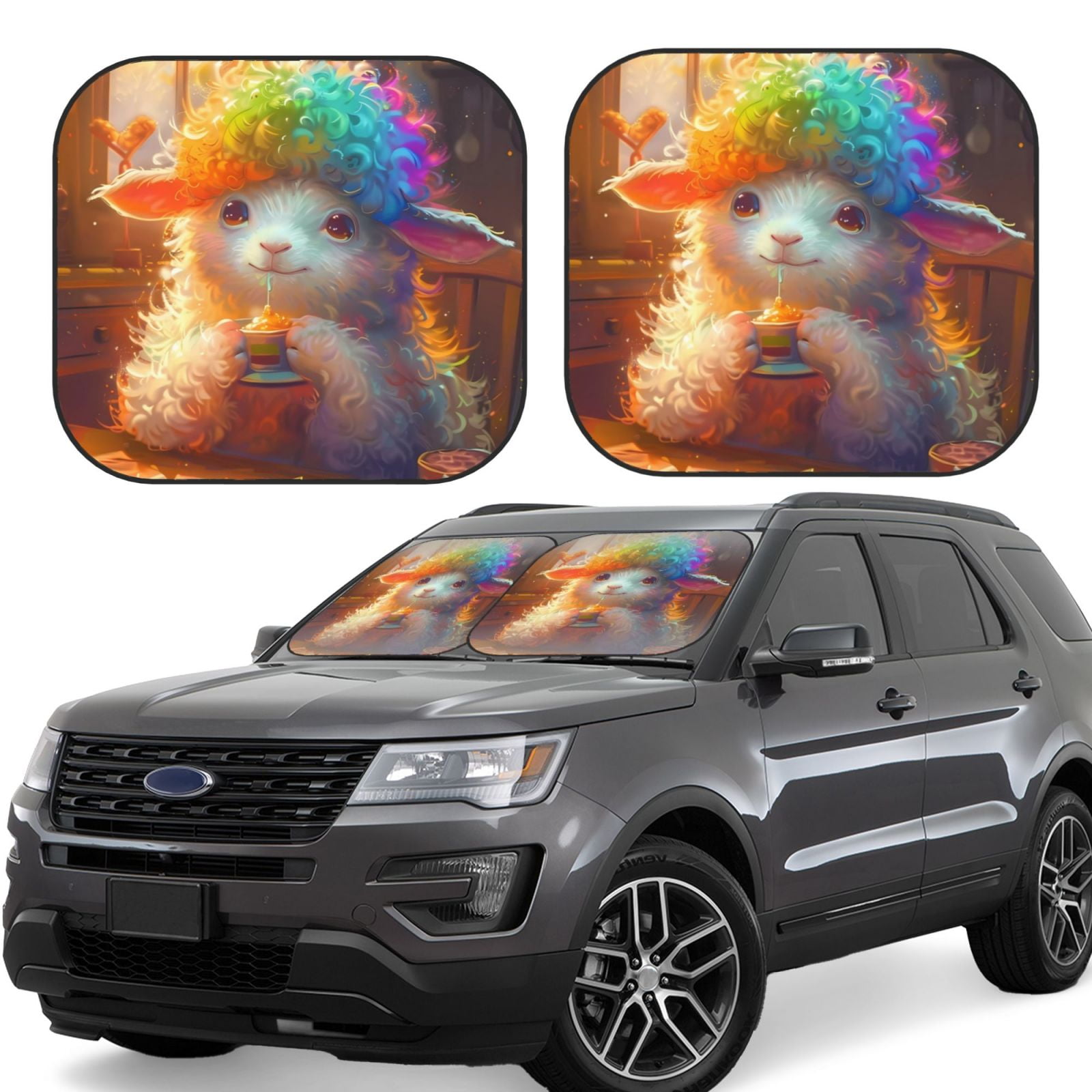 Cauagu Rainbow Lamb Breakfast Cauagu {designName} Print Foldable Car ...