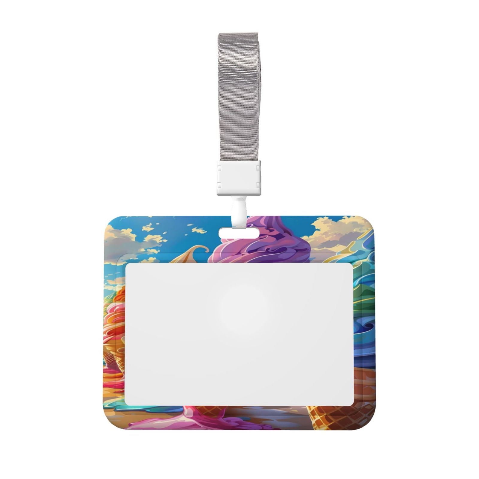 Cauagu Rainbow Melting Ice Cream for ID Badge Holder,Badge Holder with ...