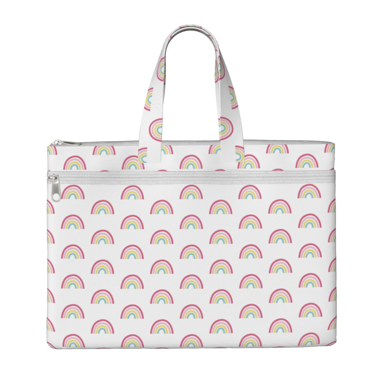 Cauagu Rainbow Pattern Canvas Tote File Bag, Zipper Tote Bag Business ...