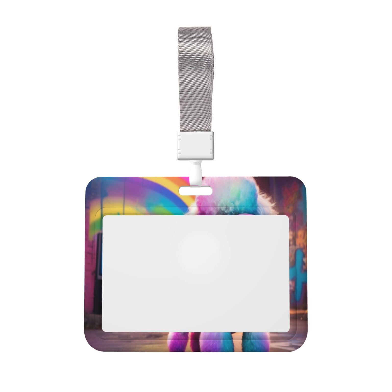Cauagu Rainbow Poodle Urban Street for ID Badge Holder,Badge Holder ...