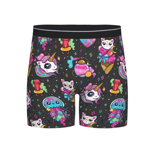 Cauagu Rainbow Unicorn And Cat Icecream Print Men's Boxer Briefs, Funny ...