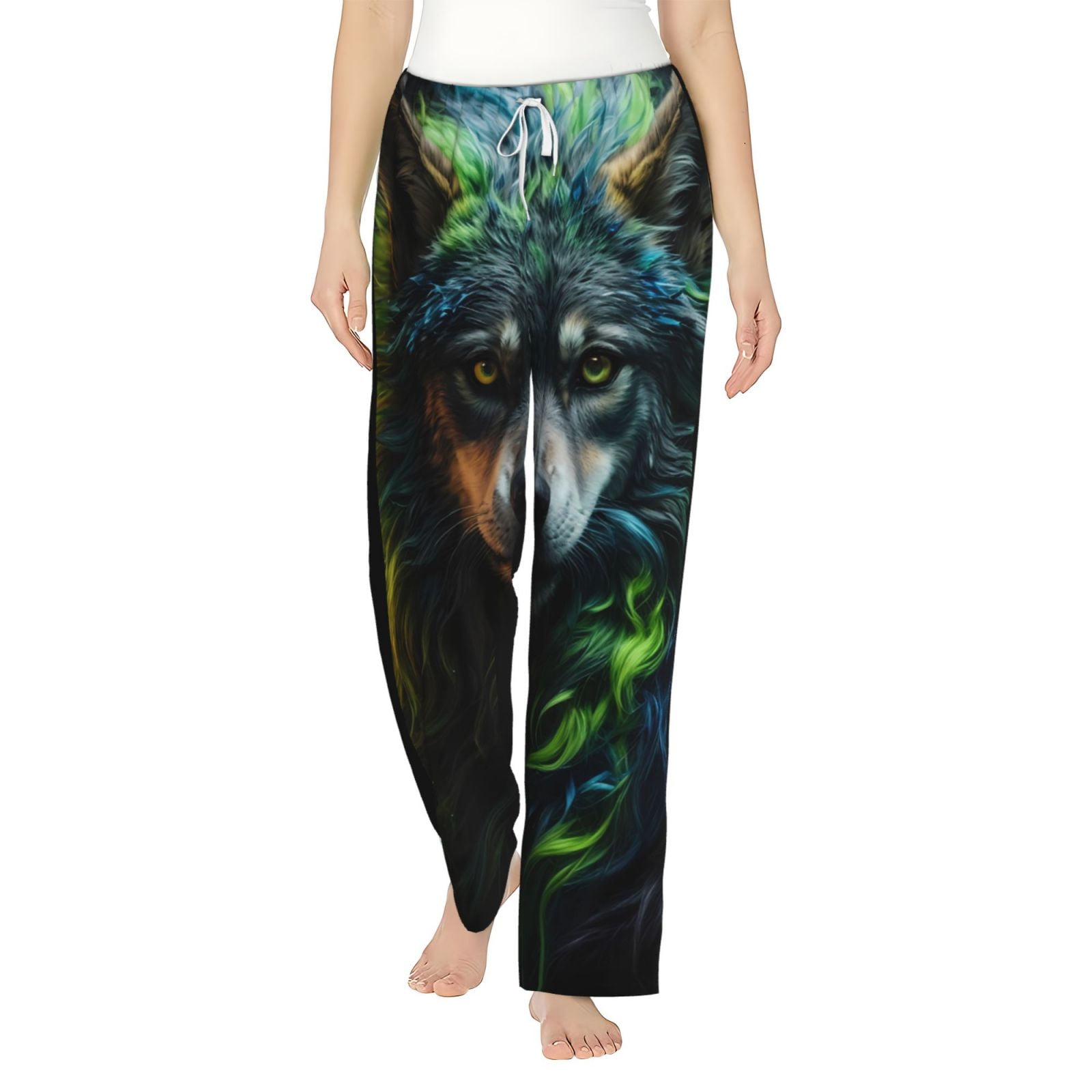 Cauagu Realistic Style Colorful Wolf A Pajama Pants for Women Loose Fit ...