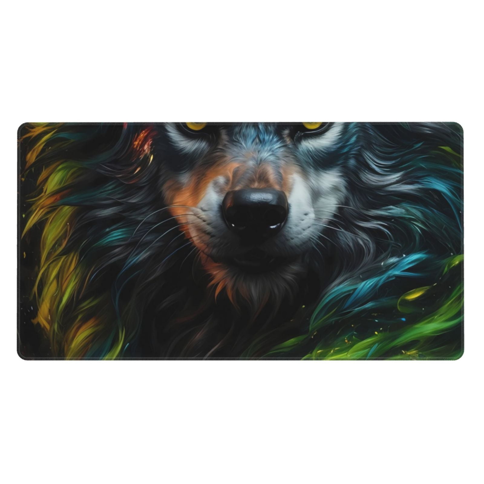 Cauagu Realistic Style Green Fur Wolf for Large Mouse Pad,XXL Extended ...
