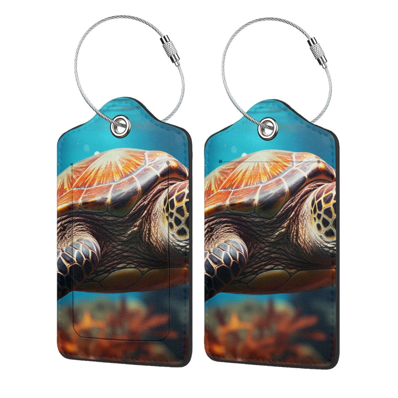 Cauagu Realistic Turtle Pattern Luggage Tags,Leather Luggage Tags ...