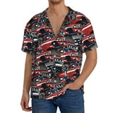 Cauagu Red And Blue Cars Men's Short Sleeve Button Down Hawaiian Shirt ...