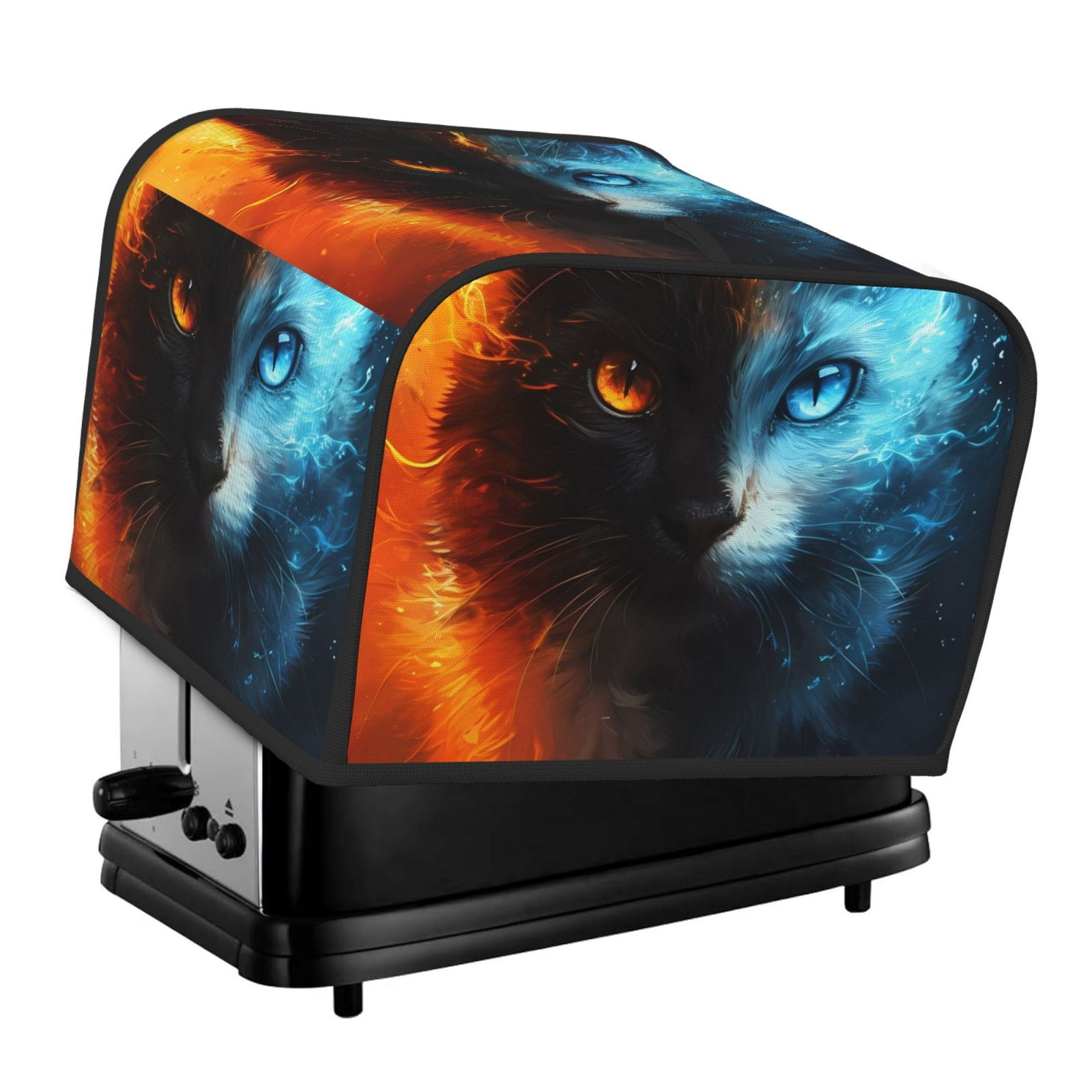 Cauagu Red And Blue Fire Cat for 4 Slice Toaster Cover (11.4''×7.9''×7. ...