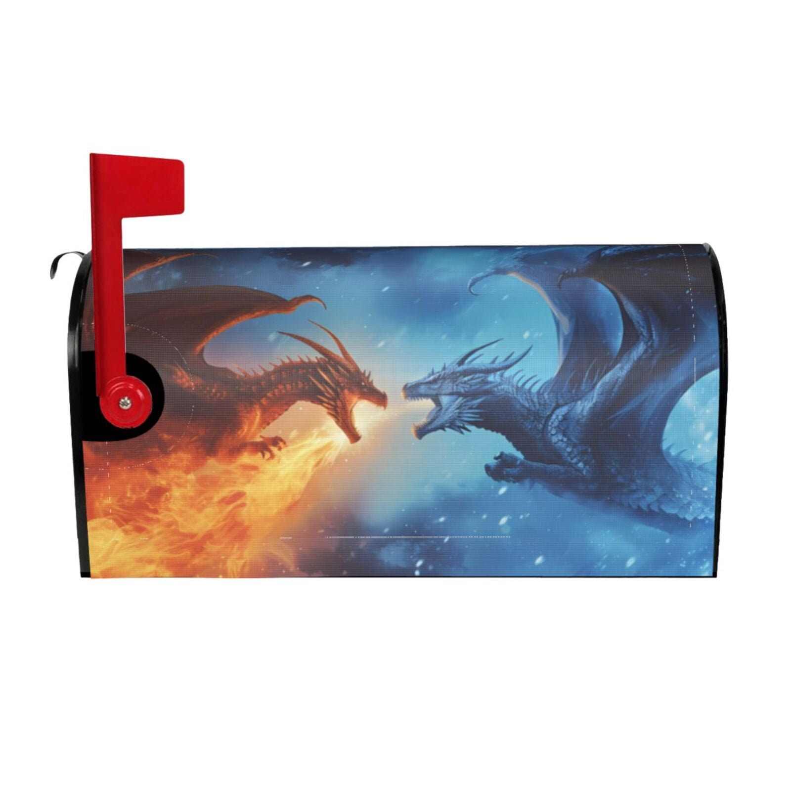 Cauagu Red And Blue Fire Dragon A Pattern Magnetic Mailbox Covers ...
