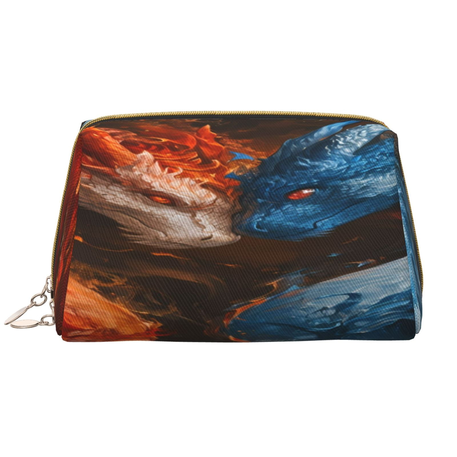 Cauagu Red And Blue Fire Dragon F Print Large Cosmetic Bag,Portable ...