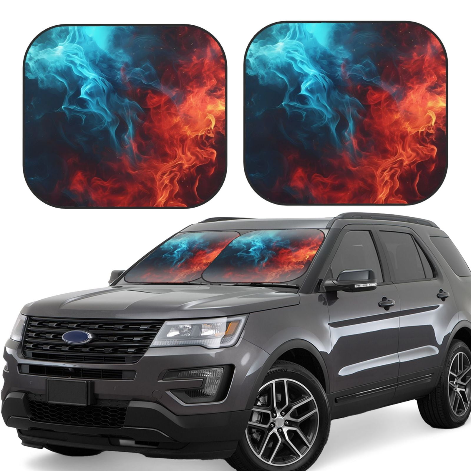 Cauagu Red And Blue Fire Cauagu {designName} Print Foldable Car ...