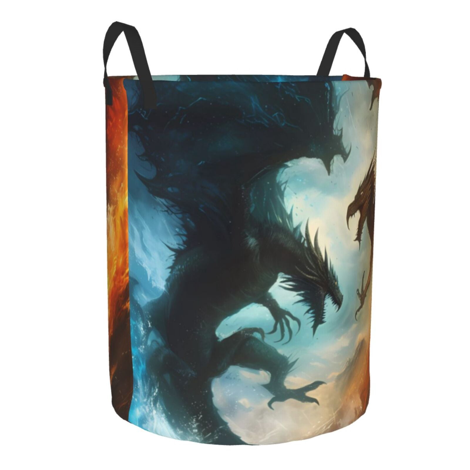 Cauagu Red And Blue Flame Wave Dragon for Laundry Basket,Collapsible ...
