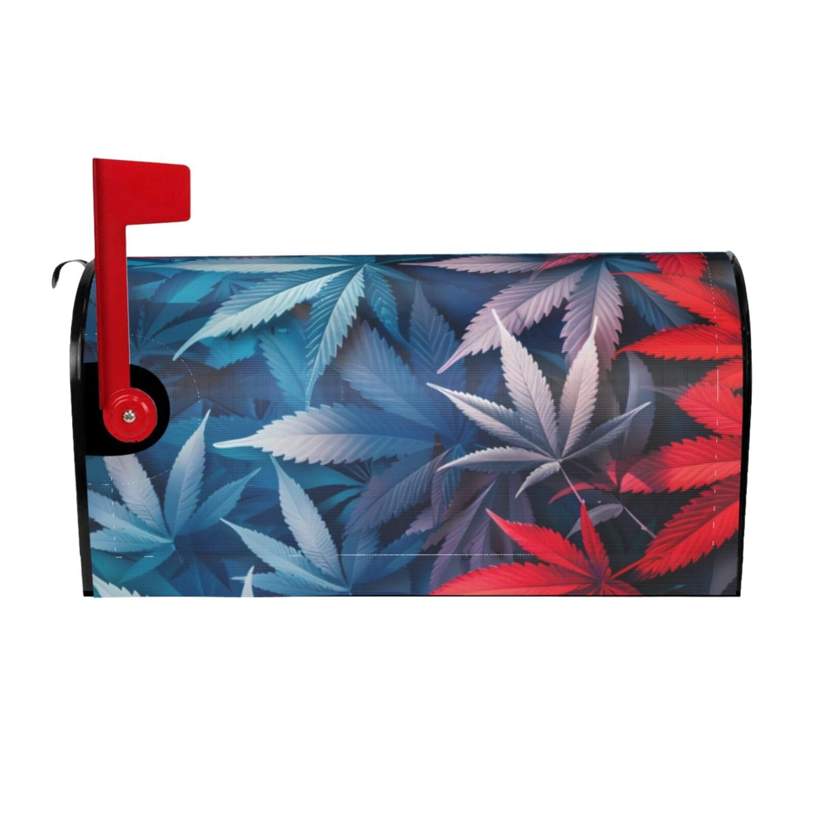 Cauagu Red And Blue Leaves Pattern Magnetic Mailbox Covers, Mailbox ...