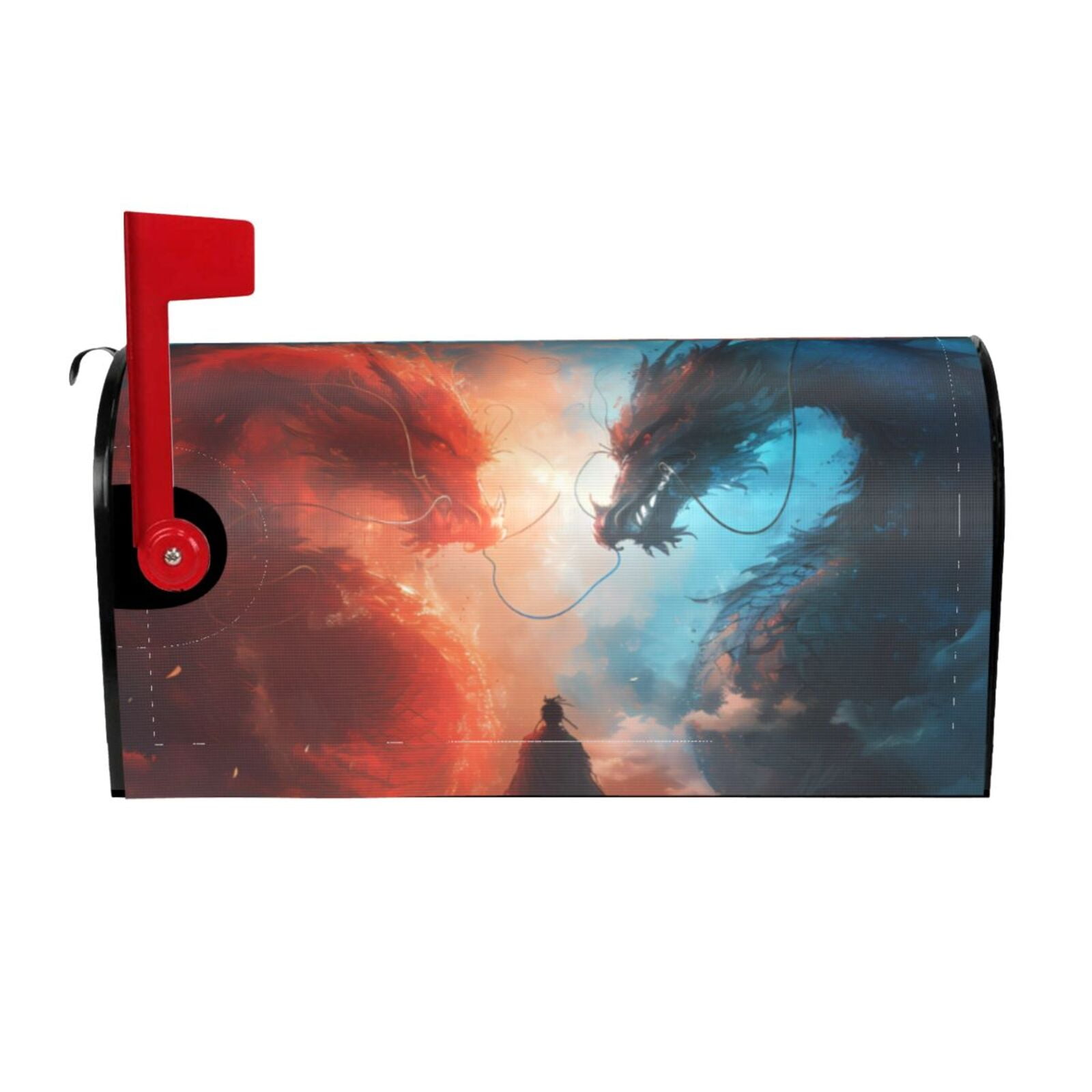 Cauagu Red And Blue Sky Dragon Pattern Magnetic Mailbox Covers, Mailbox ...